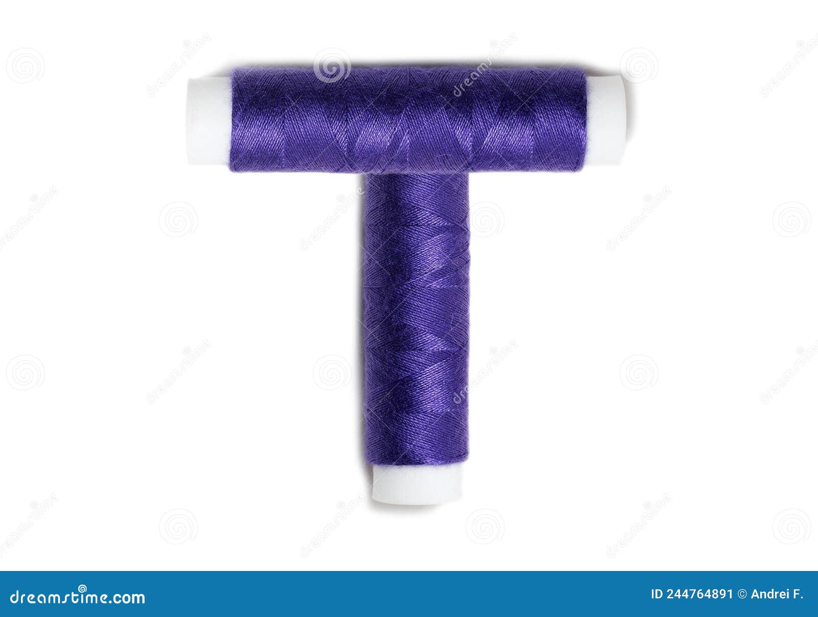 Letter of T from Thread Spools, Isolated on White Background. Alphabet ...