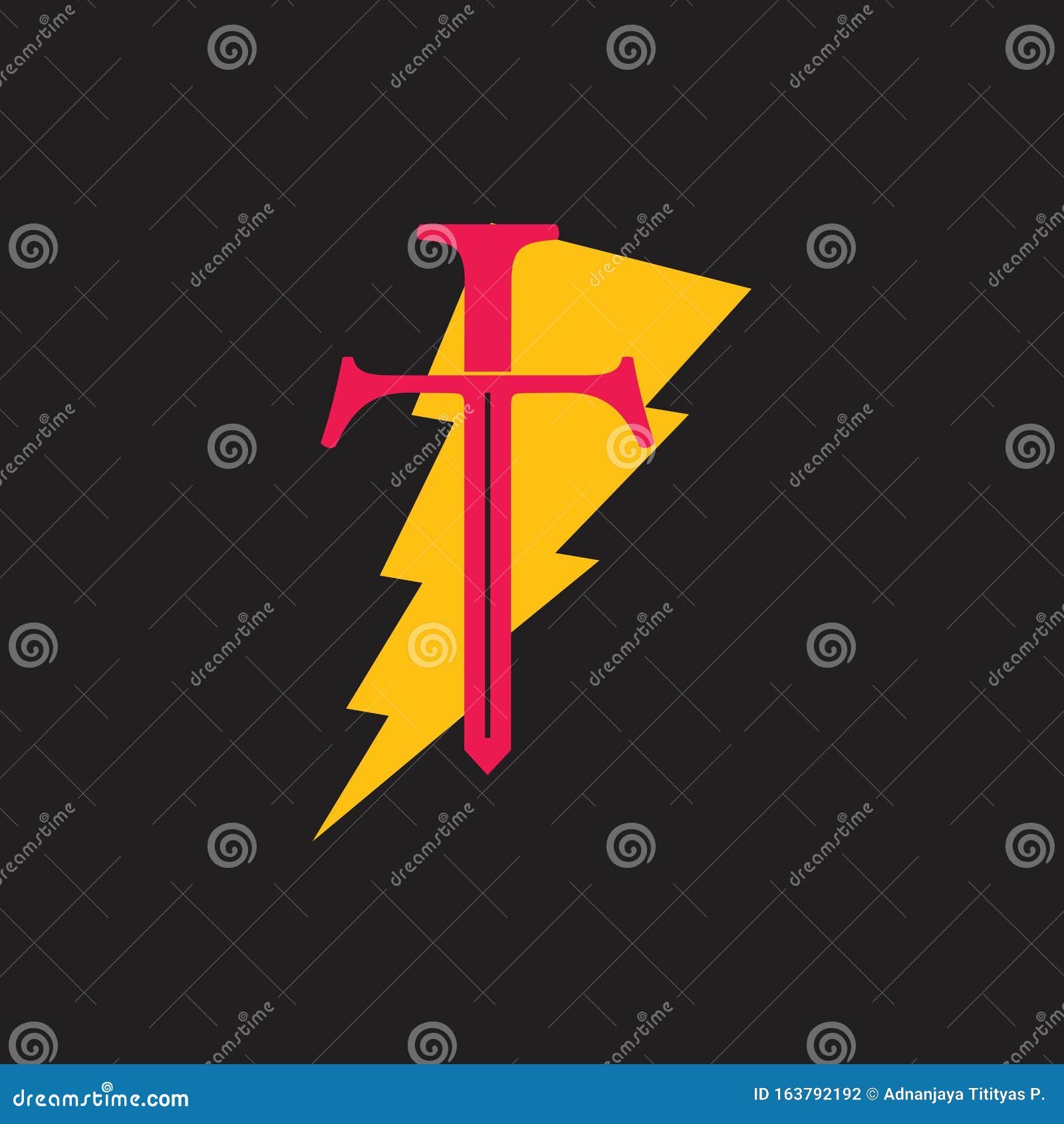 Letter T Thunder Sword Powerful Logo Vector Stock Vector - Illustration ...