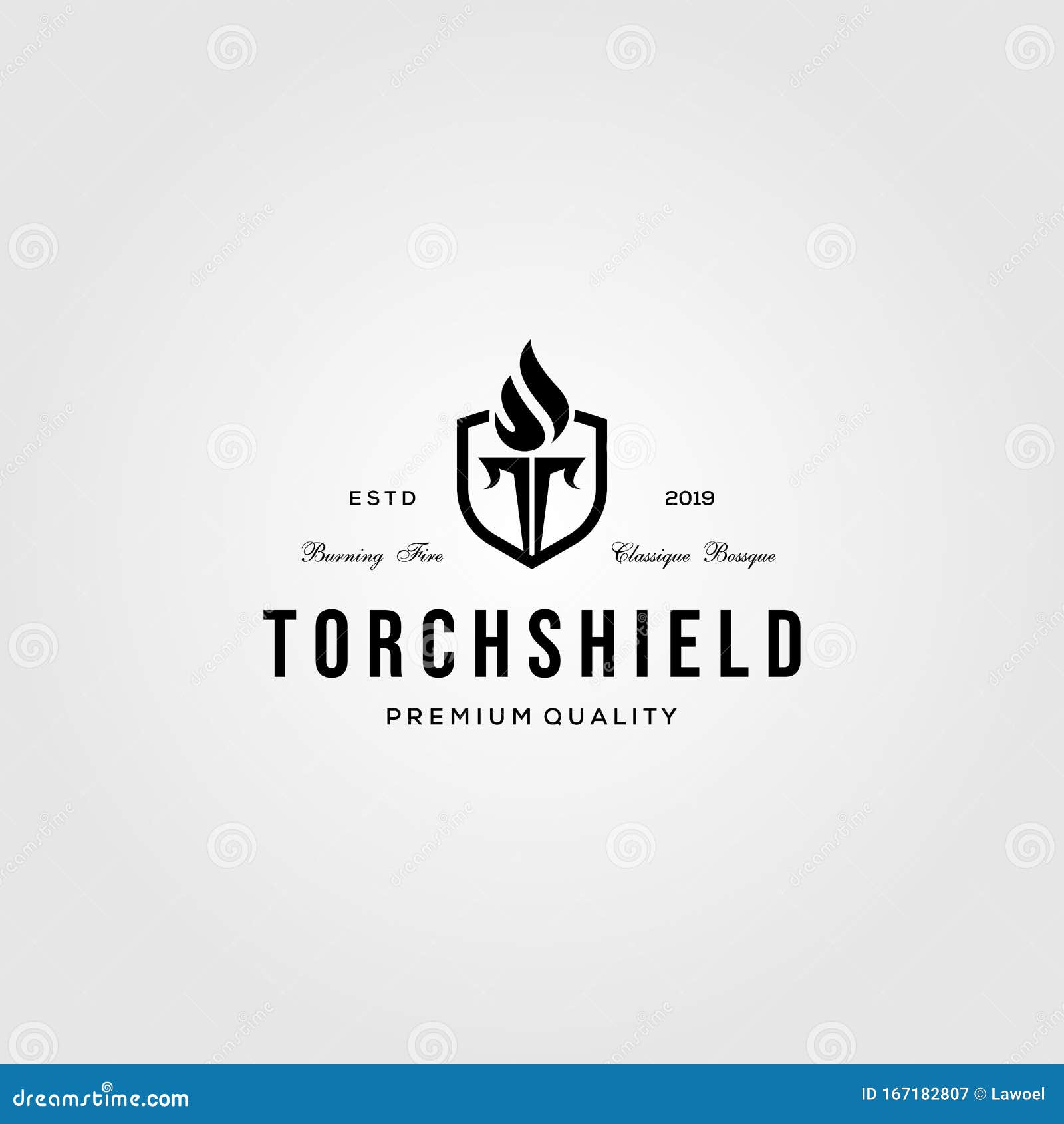 Letter T Torch and Shield Symbol Logo Vintage Vector Illustration ...