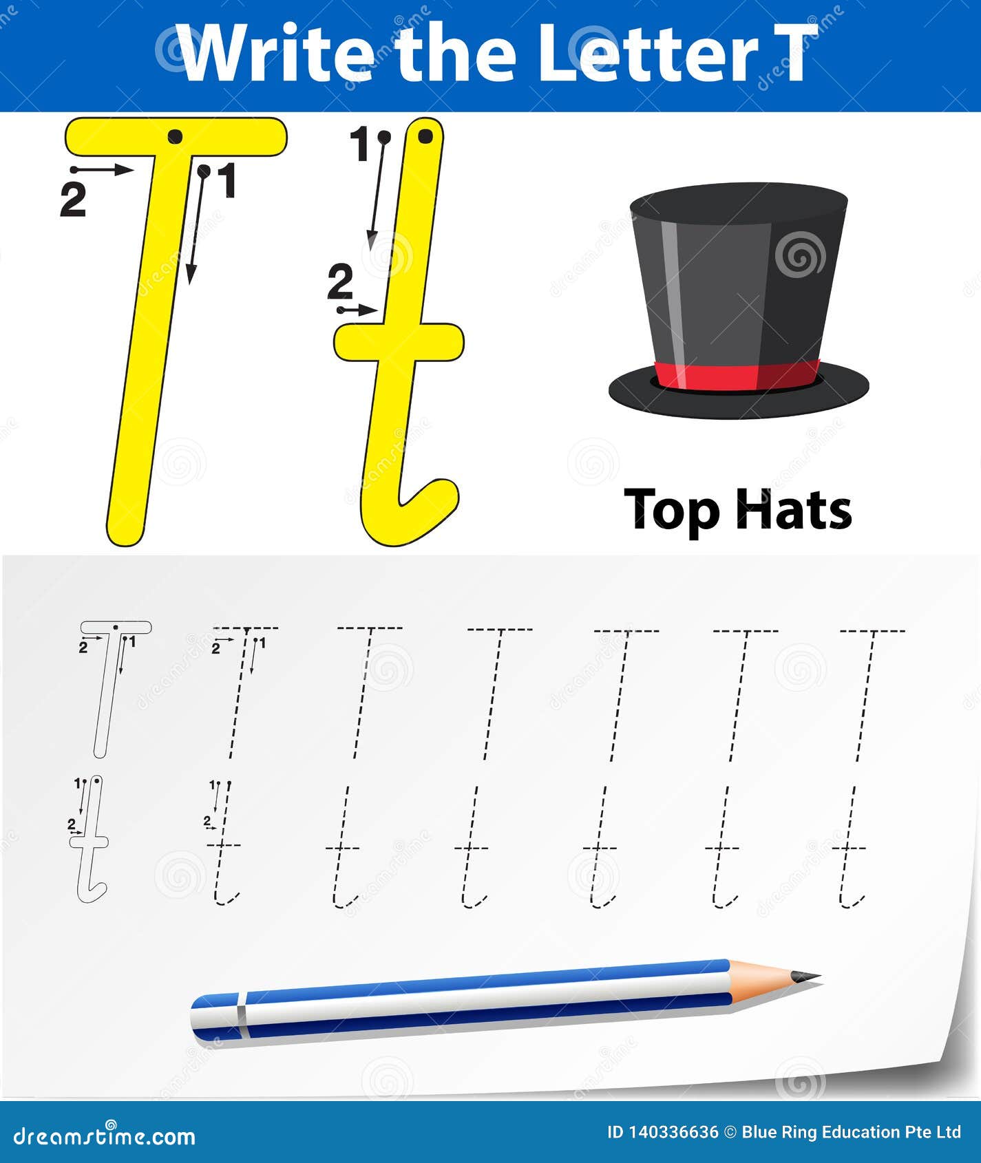 Letter T Tracing Alphabet Worksheets Stock Vector - Illustration of ...