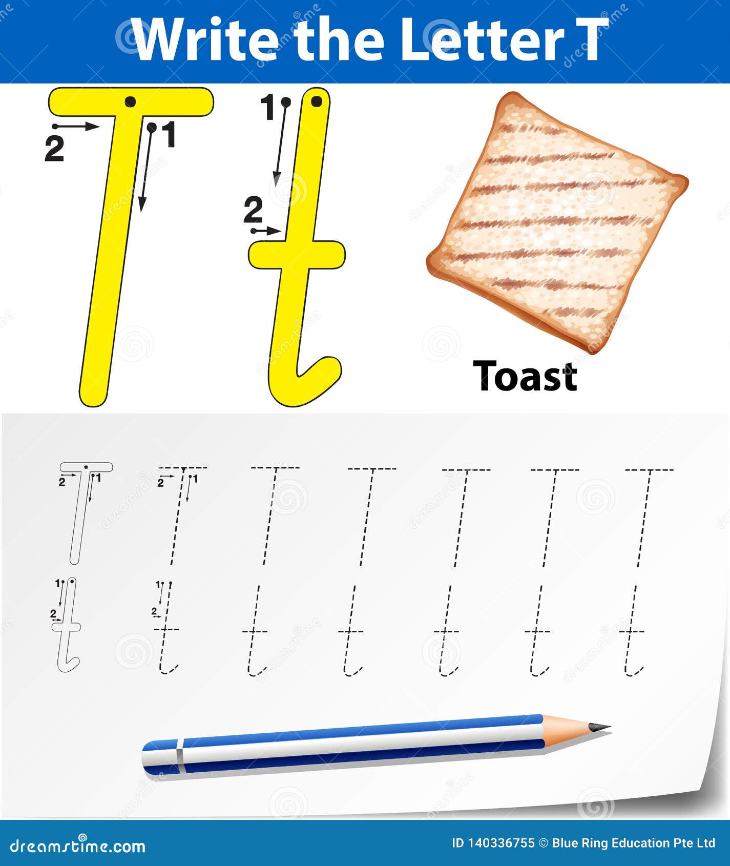 Letter T Tracing Alphabet Worksheets Stock Vector - Illustration of ...
