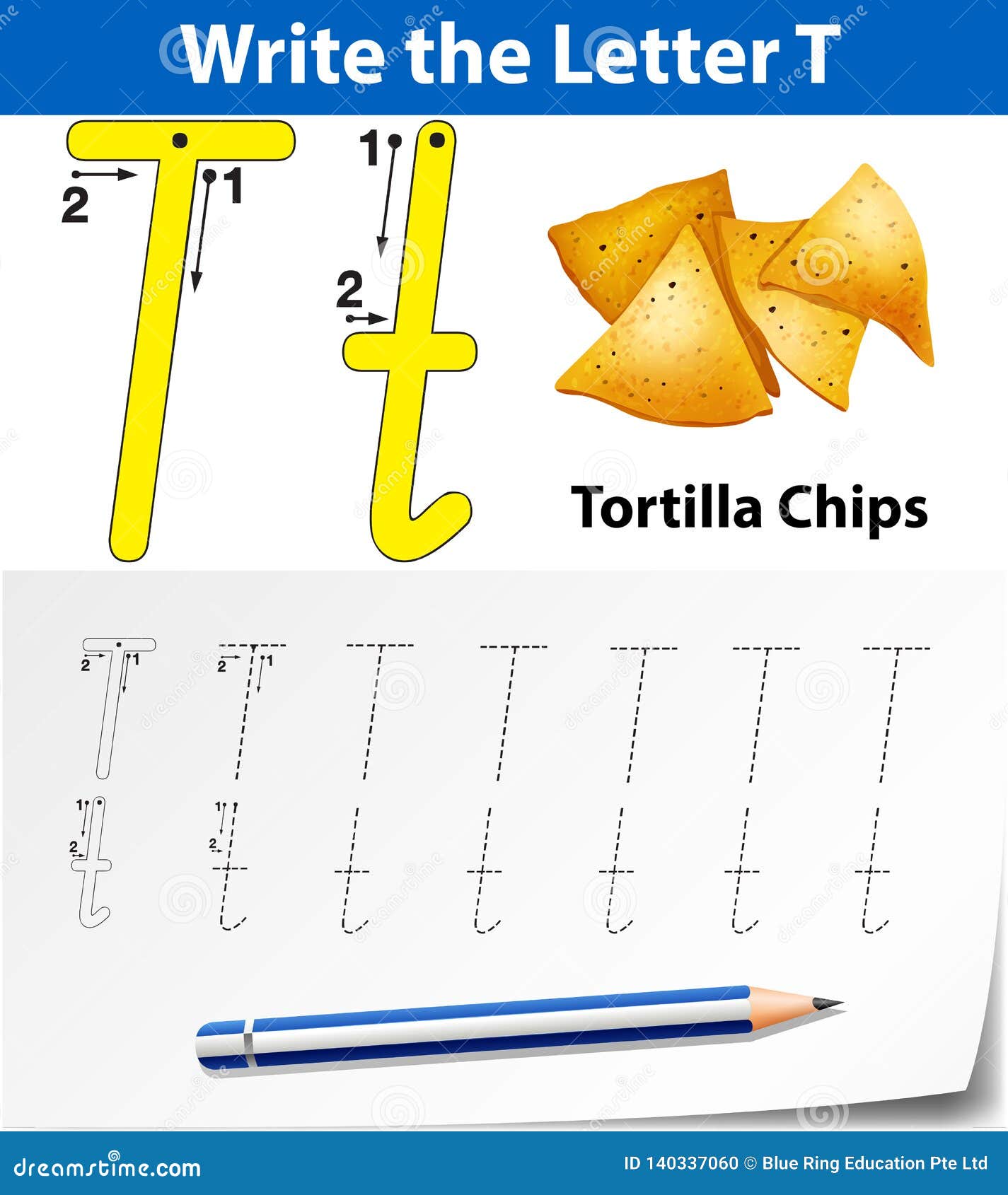 Letter T Tracing Alphabet Worksheets Stock Vector - Illustration of ...