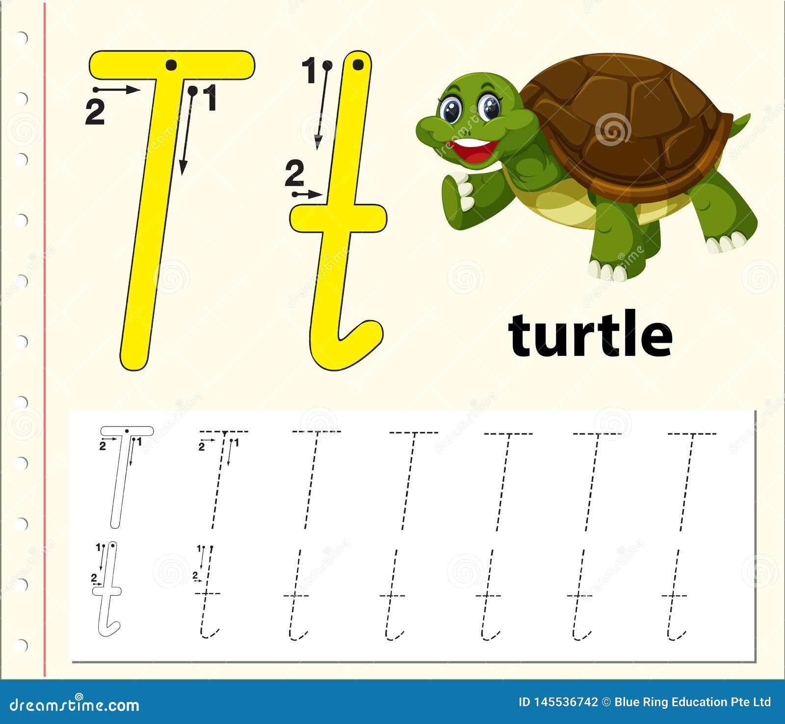 Letter T Tracing Alphabet Worksheets Stock Vector - Illustration of ...