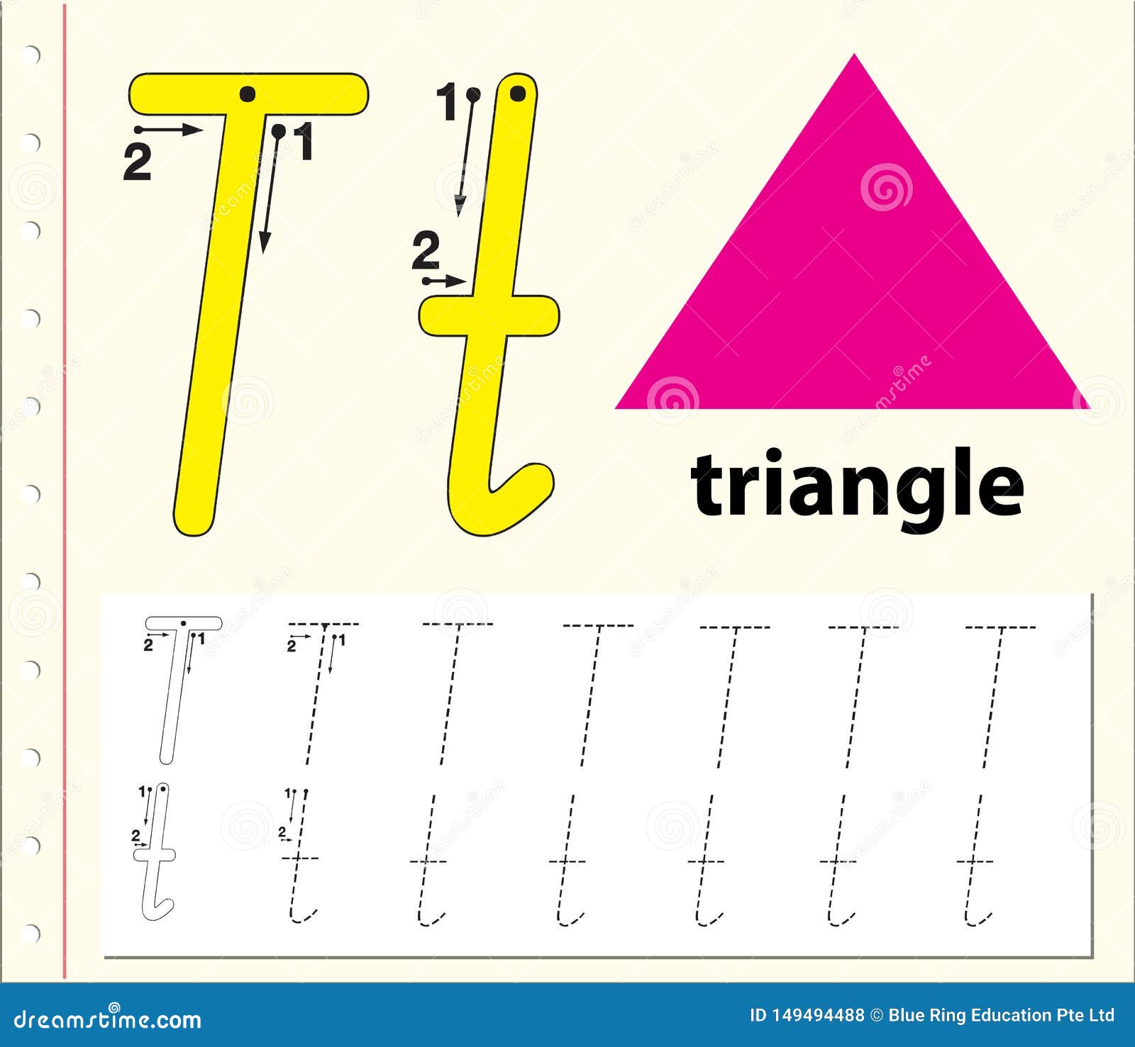 Letter T Tracing Alphabet Worksheets Stock Vector - Illustration of ...