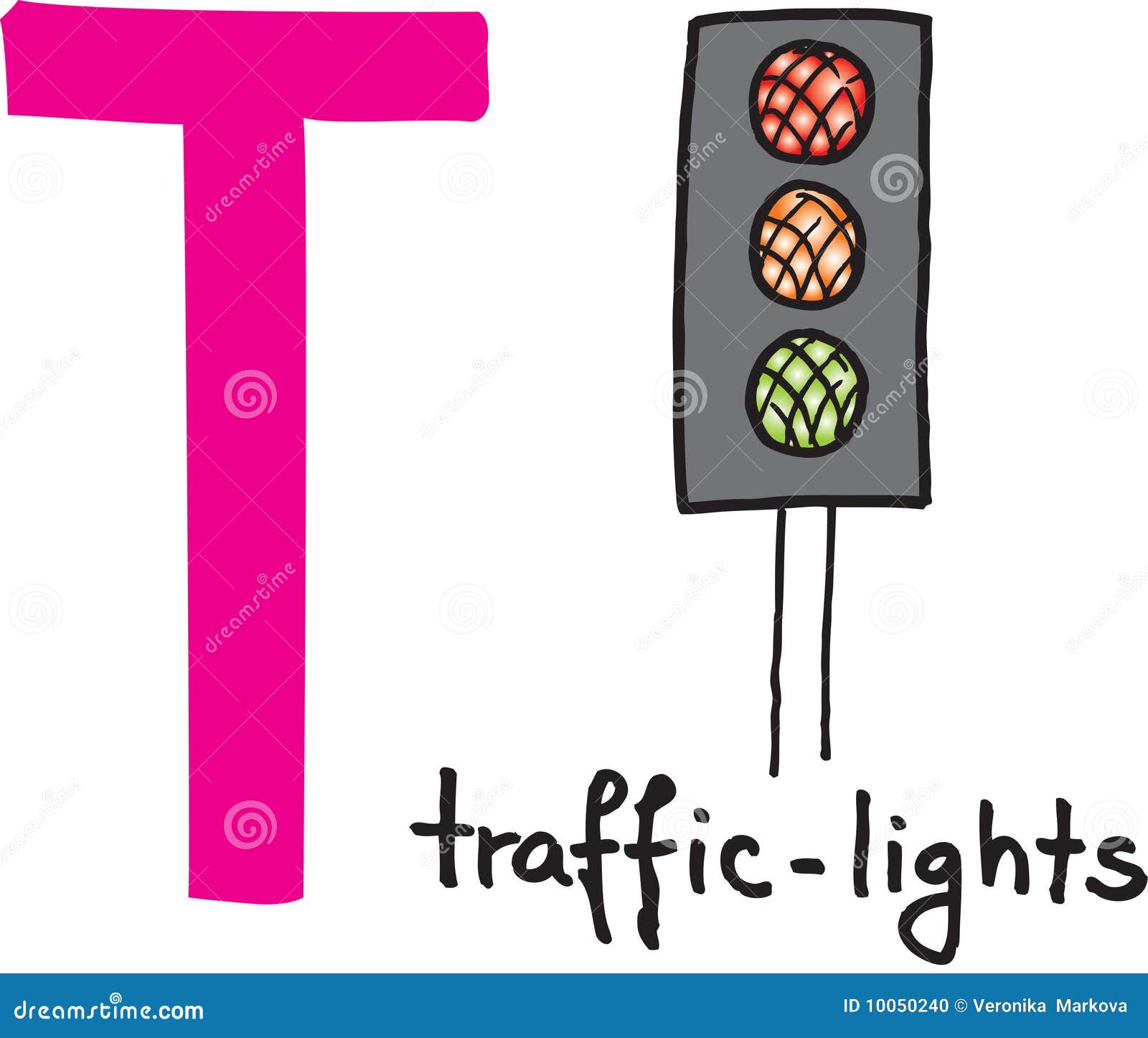 Letter T - traffic lights stock vector. Illustration of illustrated ...
