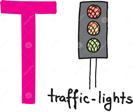 Letter T - traffic lights stock vector. Illustration of illustrated ...