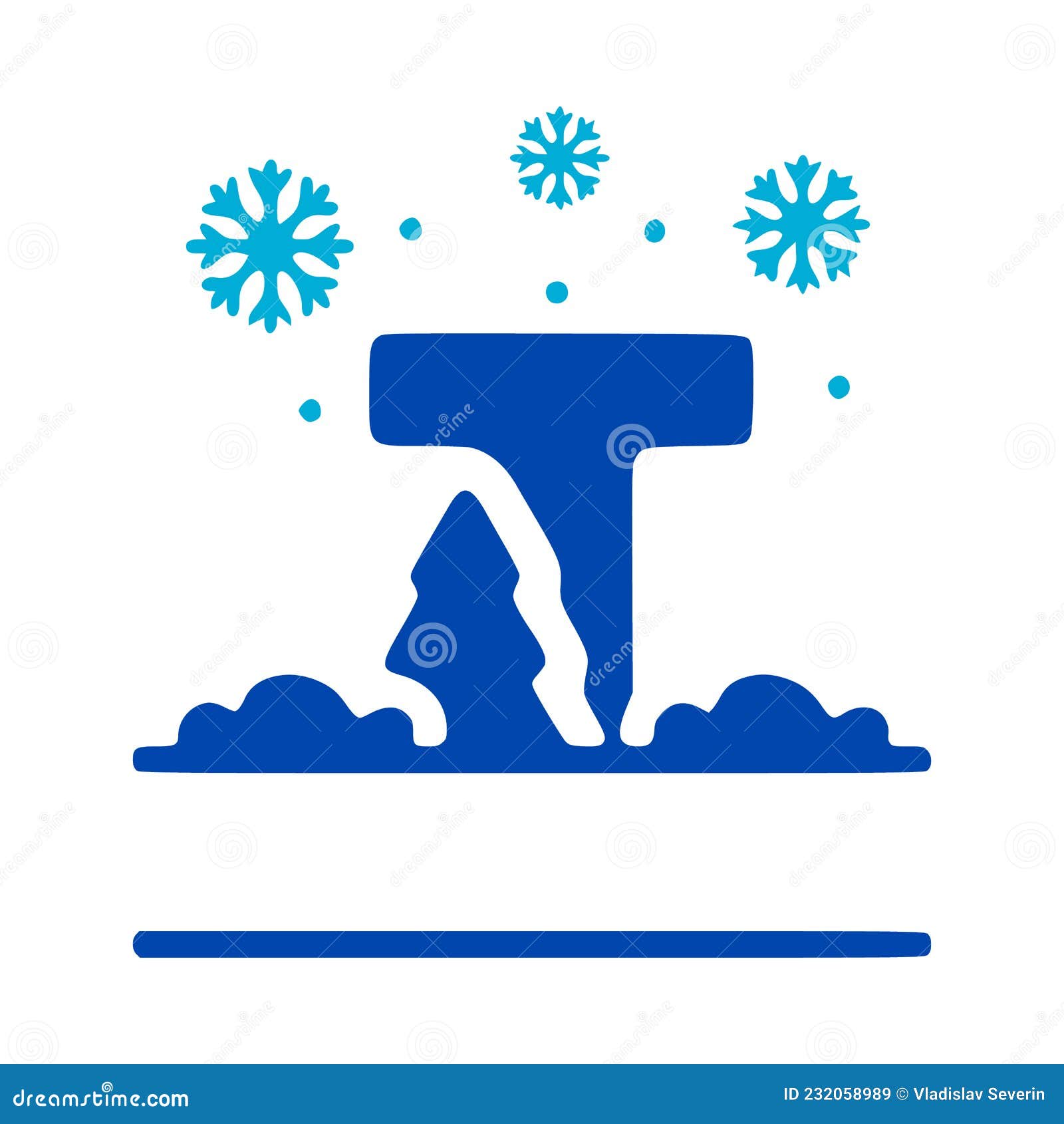 Letter T and Winter Composition Monogram Stock Vector - Illustration of ...