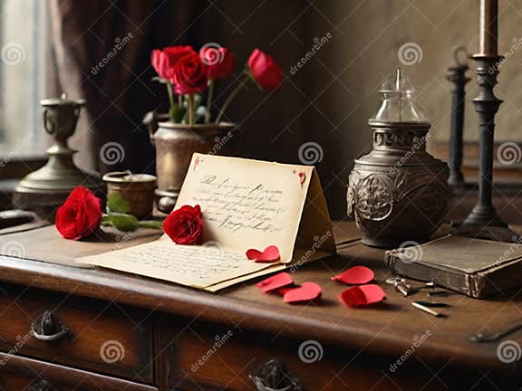 Letter on the table stock illustration. Illustration of champagne ...