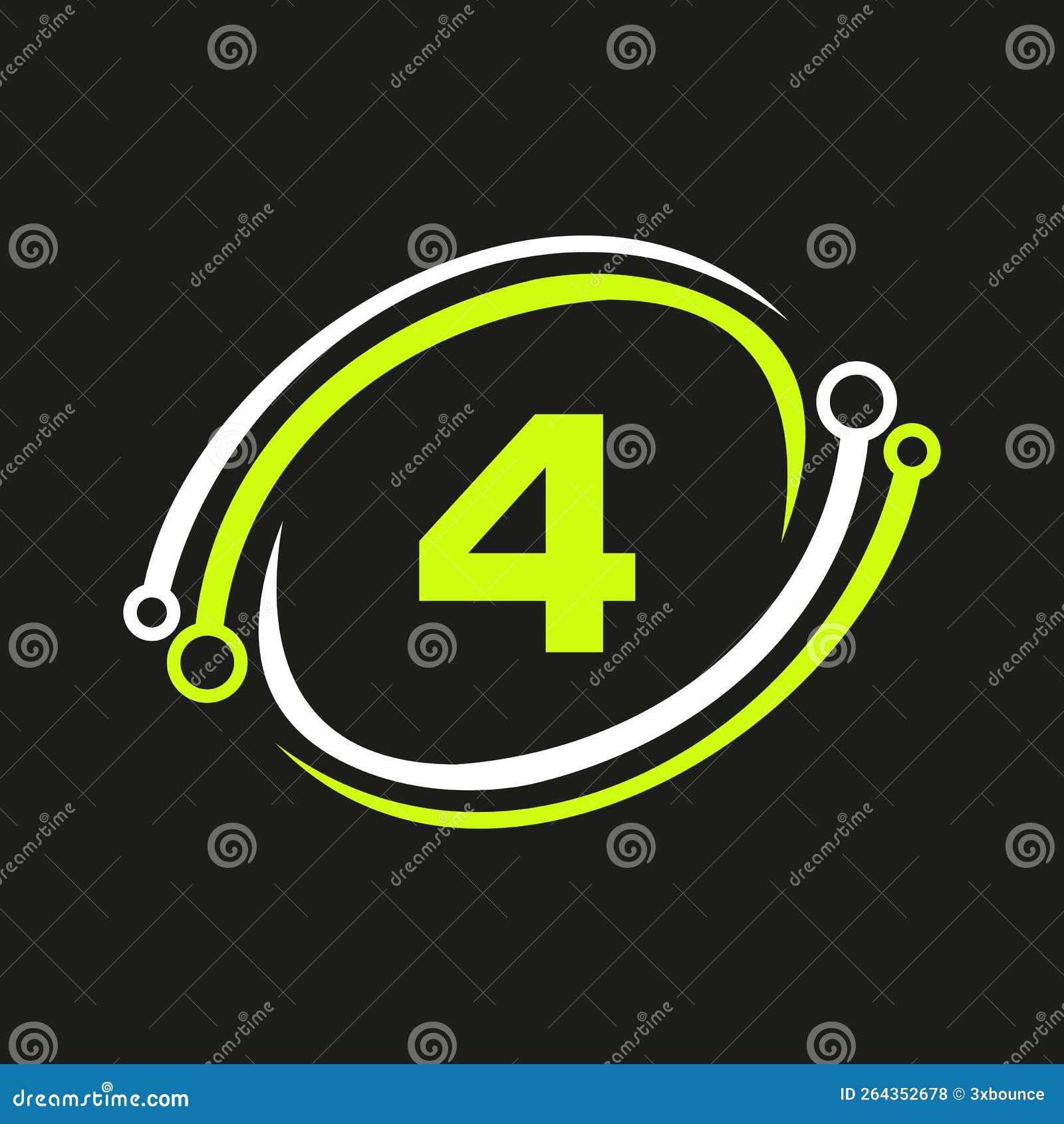 Letter 4 Technology Logo Combine with Technology Cable Vector Template ...