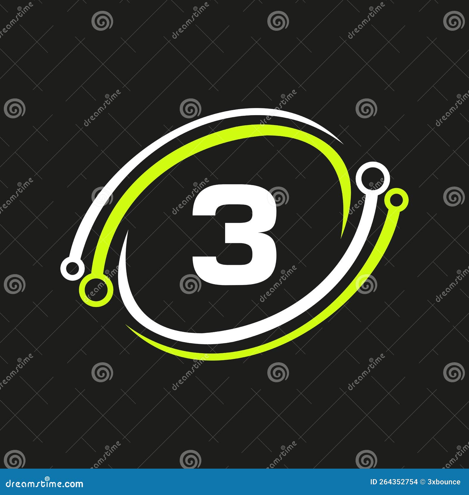 Letter 3 Technology Logo Combine with Technology Cable Vector Template ...