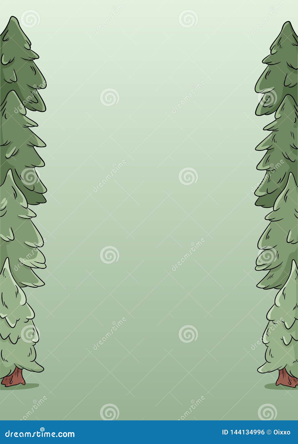 A4 Letter Template Design With Green Forest Fir Trees Background Vector ...