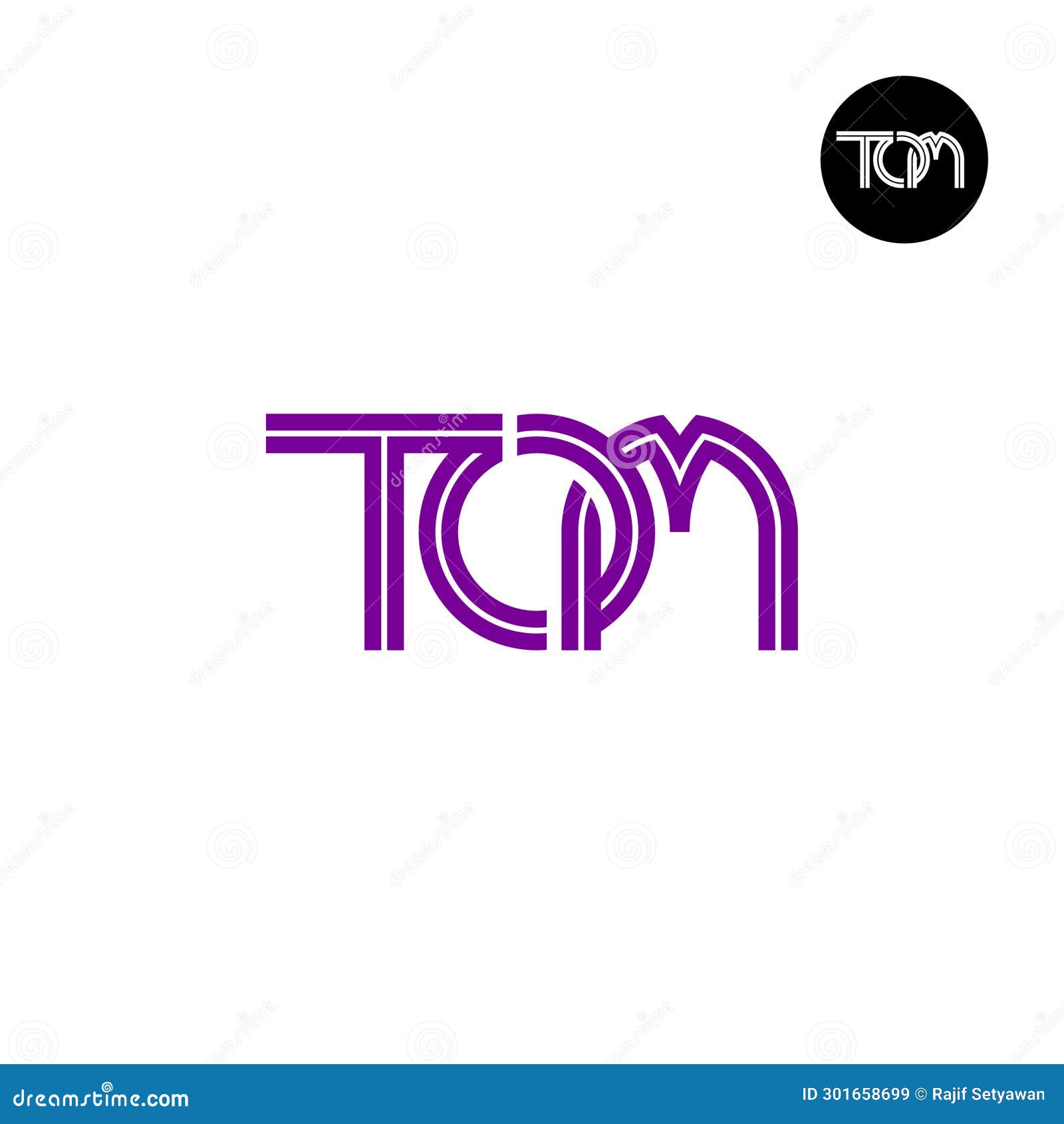 Letter TOM Monogram Logo Design with Lines Stock Vector - Illustration ...