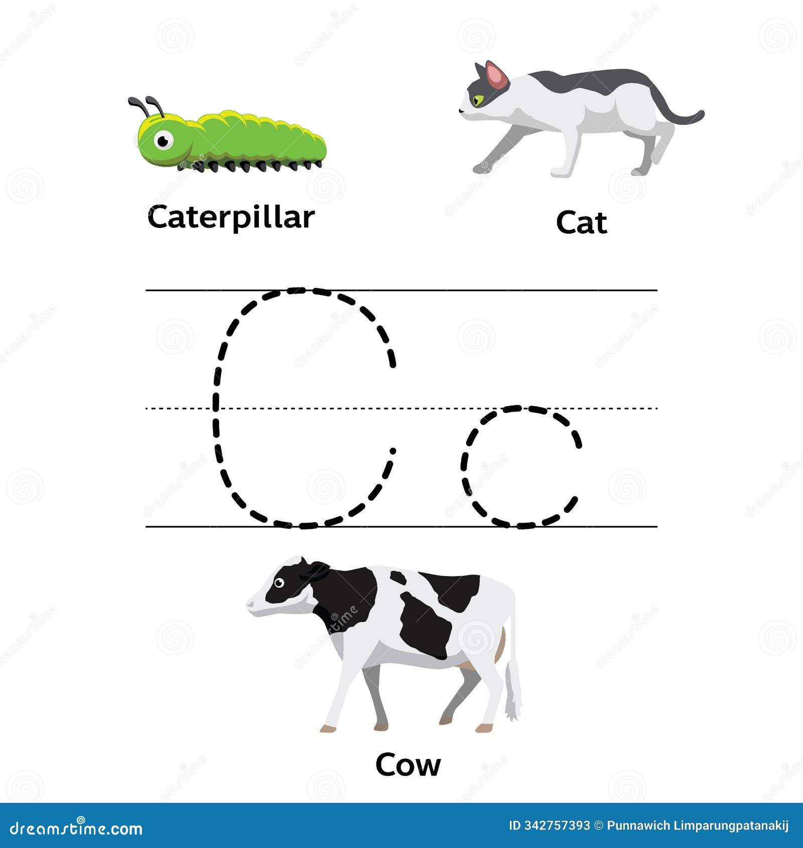 C Alphabet English Letter Tracing Learning Vector Preschool Stock ...