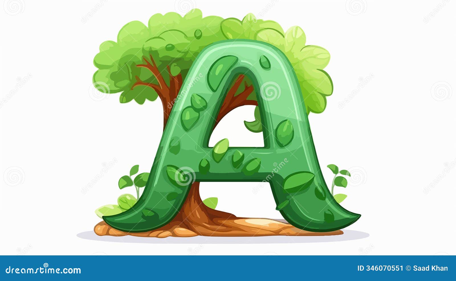 Letter a Tree and Leaf Vector Icon Cartoon Stock Illustration ...