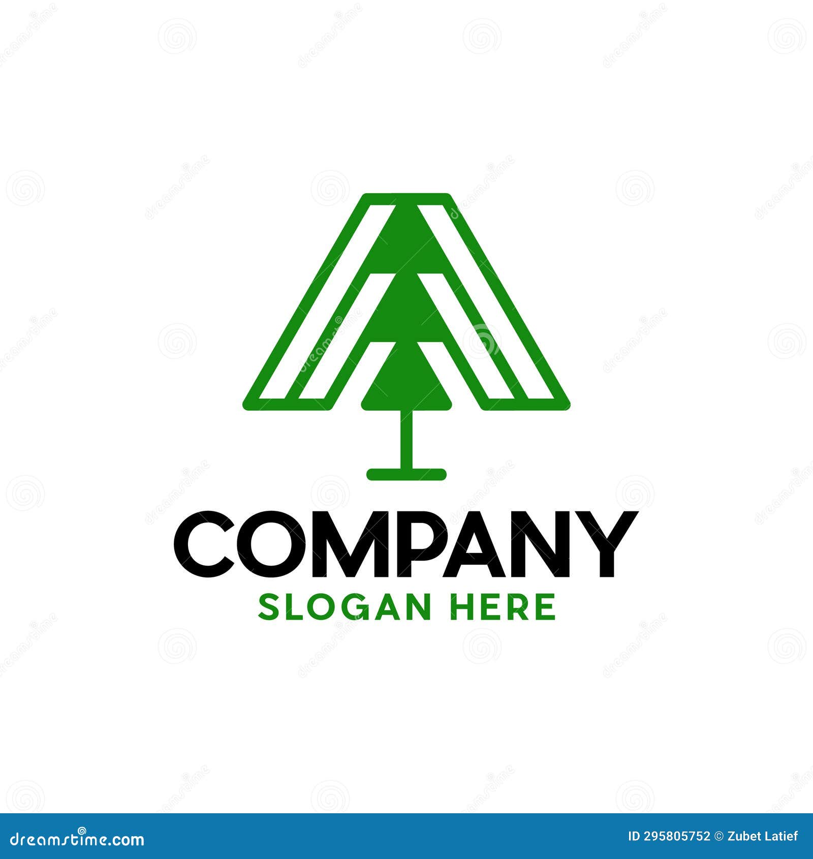 Letter a with Tree Pine Nature Creative Logo Design Stock Vector ...