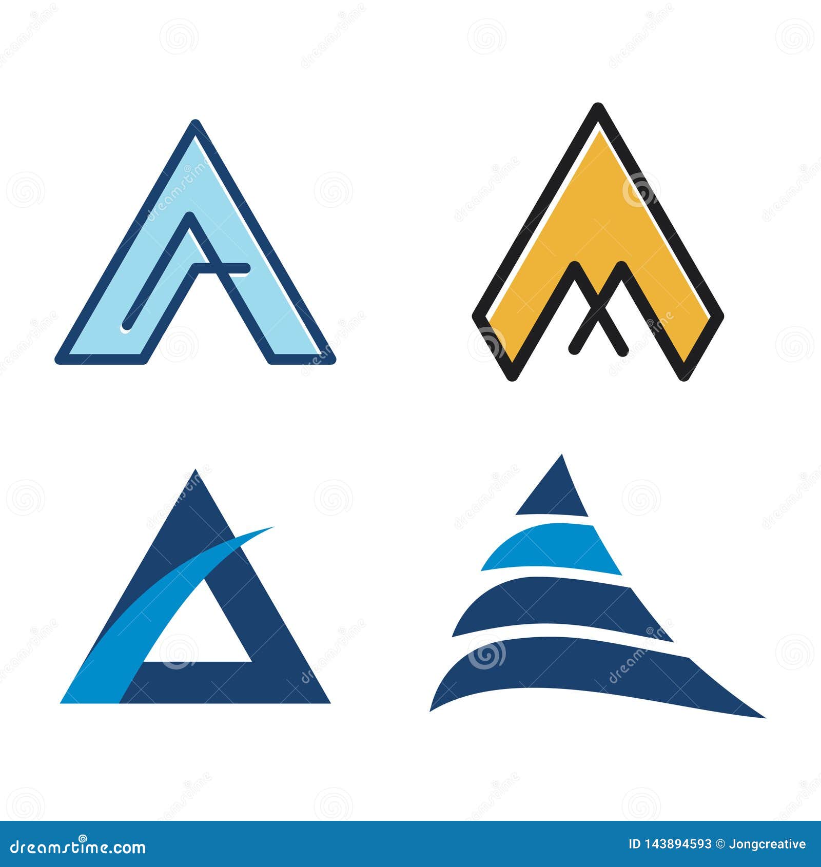 A Letter Triangle Shape Simple Modern Icon Symbol Variation Set Stock ...