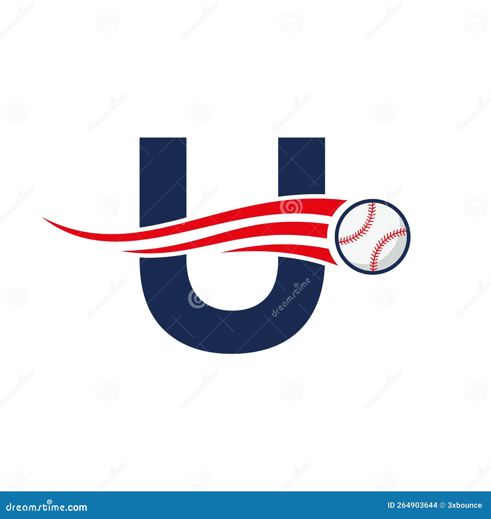 Letter U Baseball Logo Concept with Moving Baseball Icon Vector ...