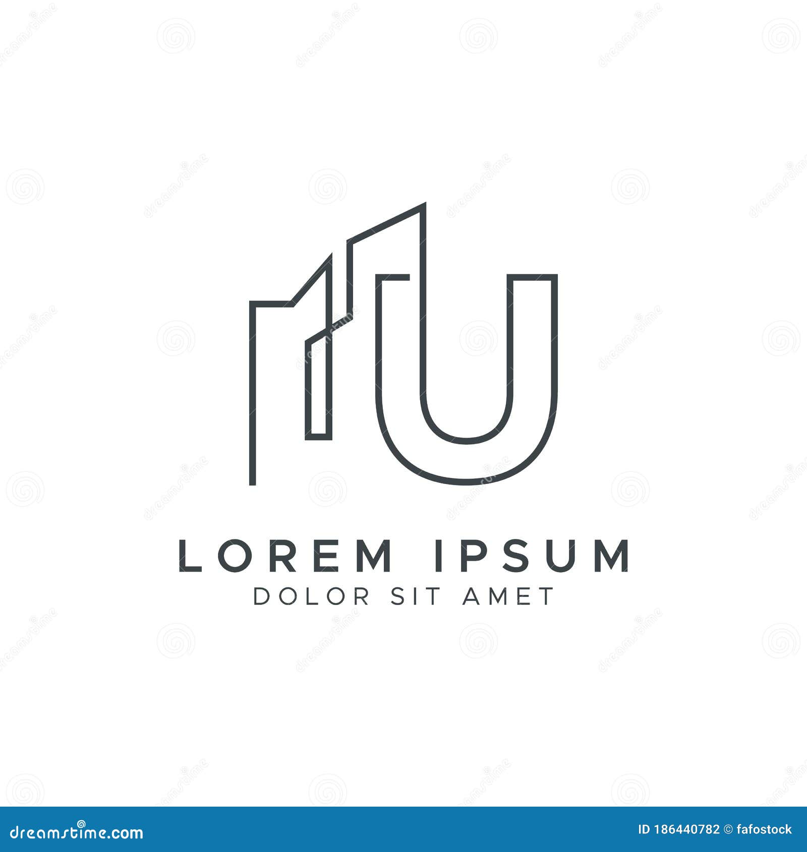 Letter U Building Line Logo Vector Design Template Stock Vector ...