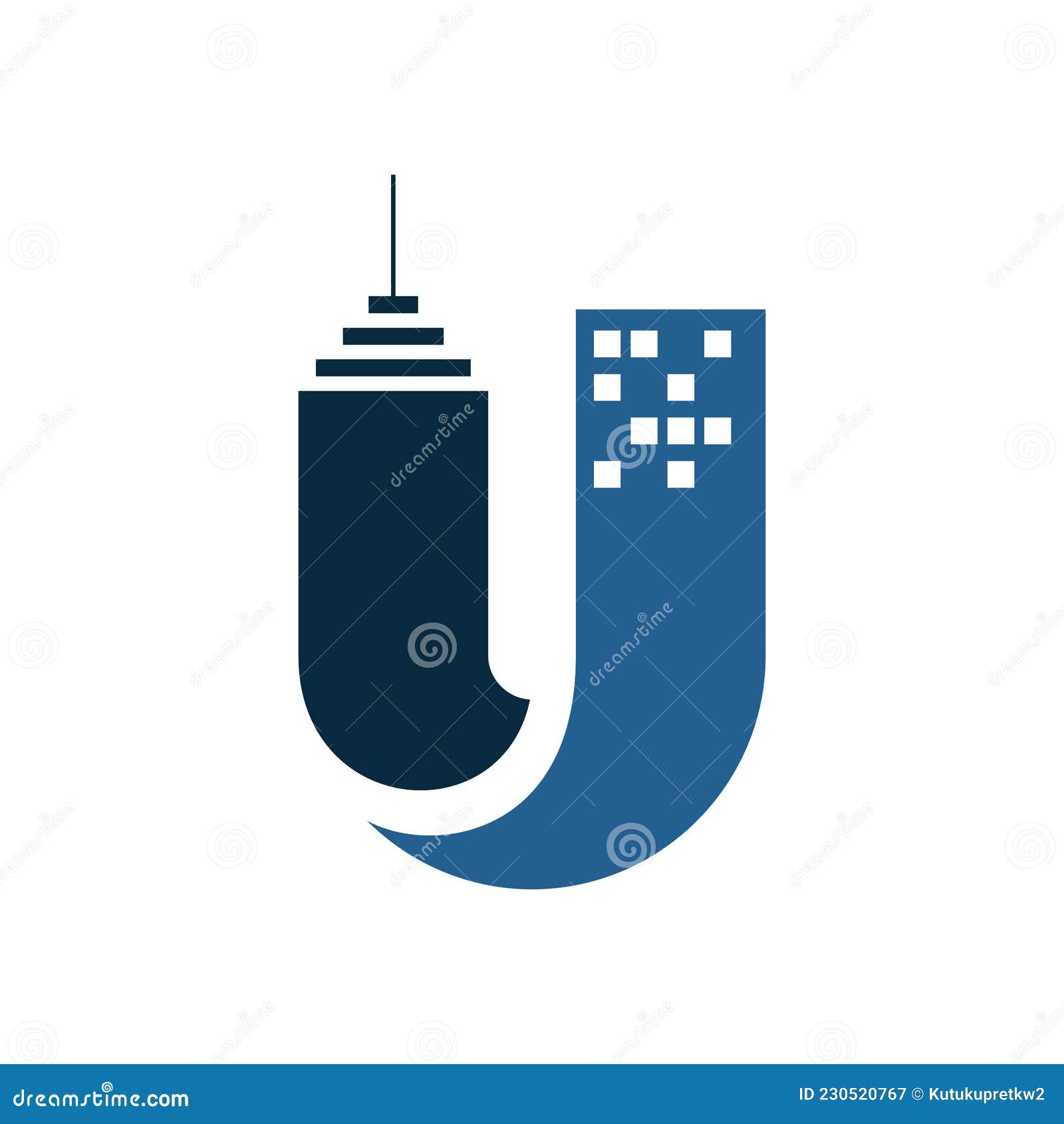 Letter U Building Skyline Icon Vector Logo Template Stock Vector ...