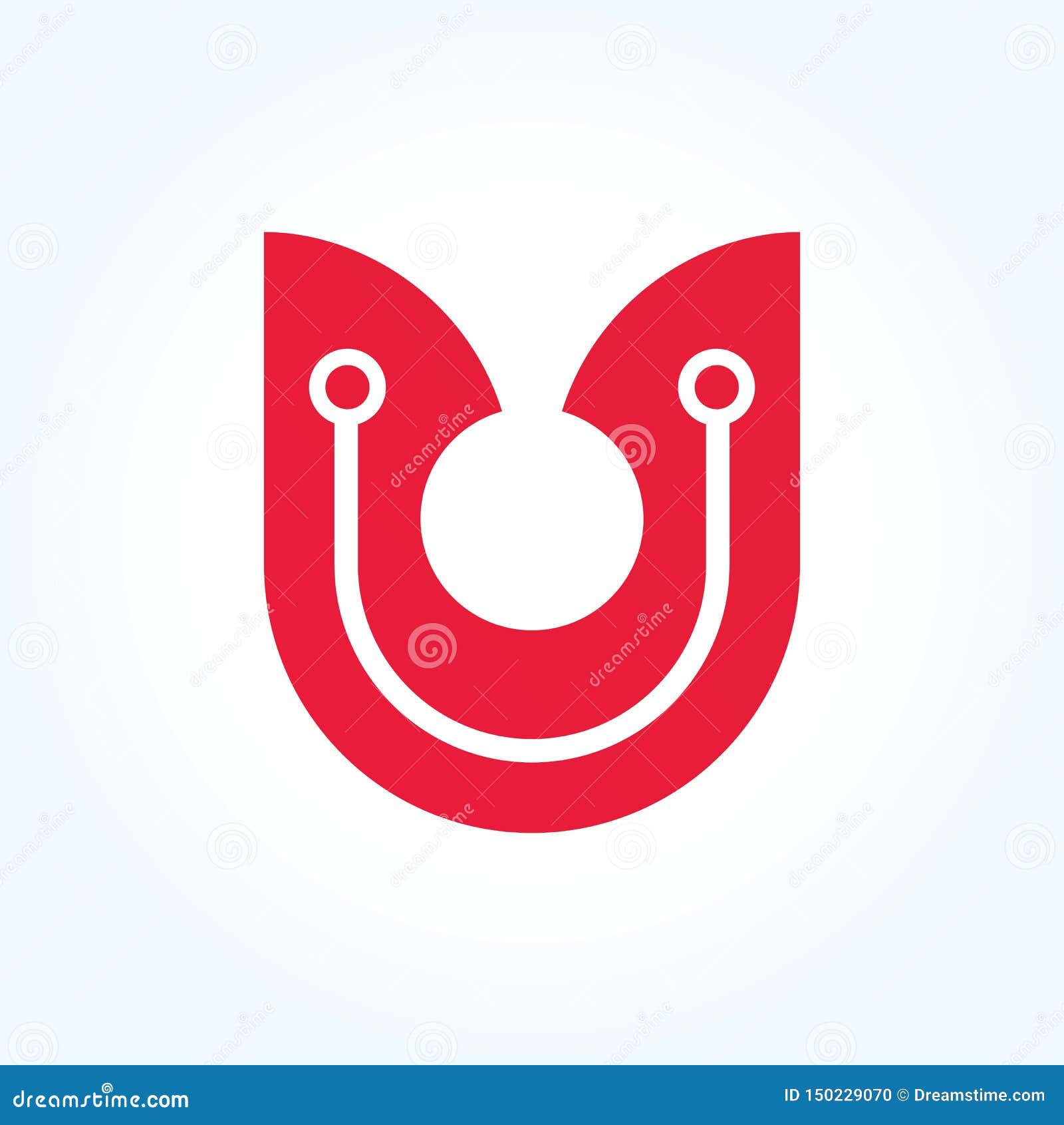 Letter U Circle Logo Sign, Red Material Design, Vector Stock Vector ...