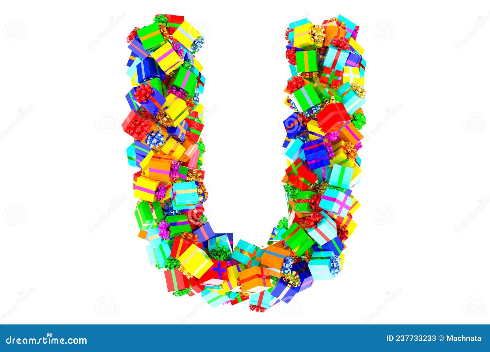 Letter U from Colored Gift Boxes, 3D Rendering Stock Image - Image of ...