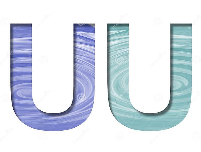 Letter U Cut Out Of White Paper On The Background Of Beautiful Circles