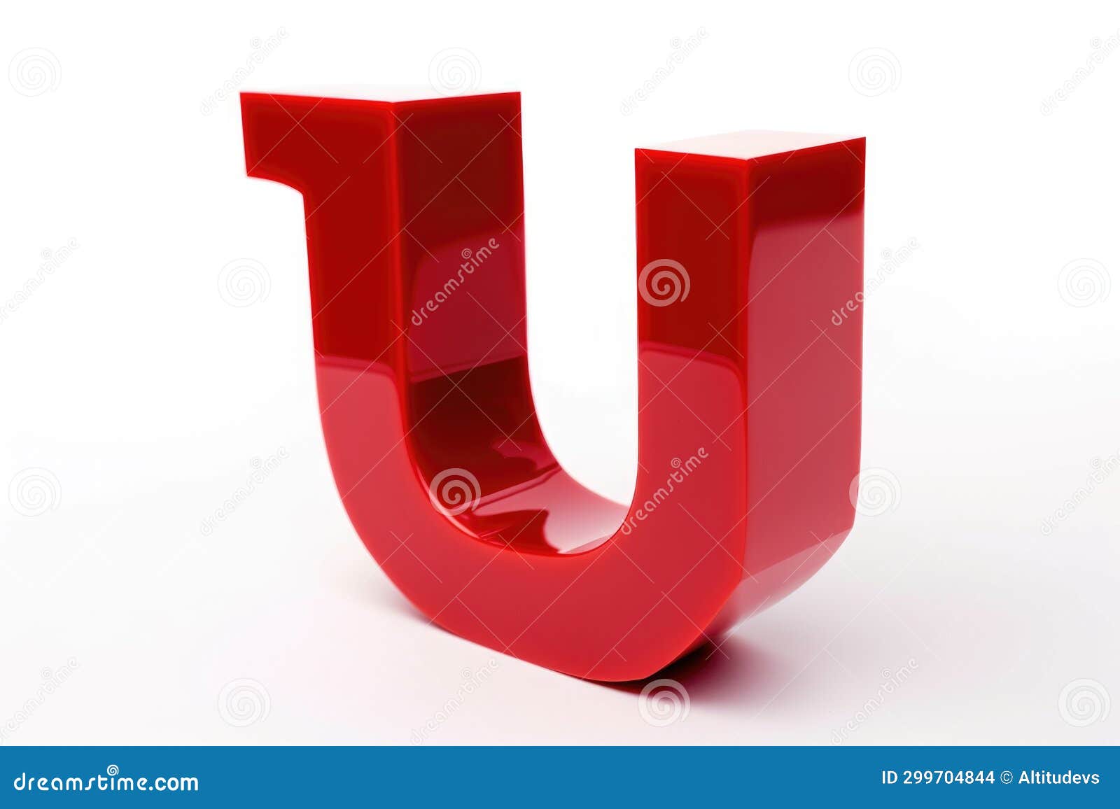 Letter U, 3d Block Letters Style, on White Background Stock ...