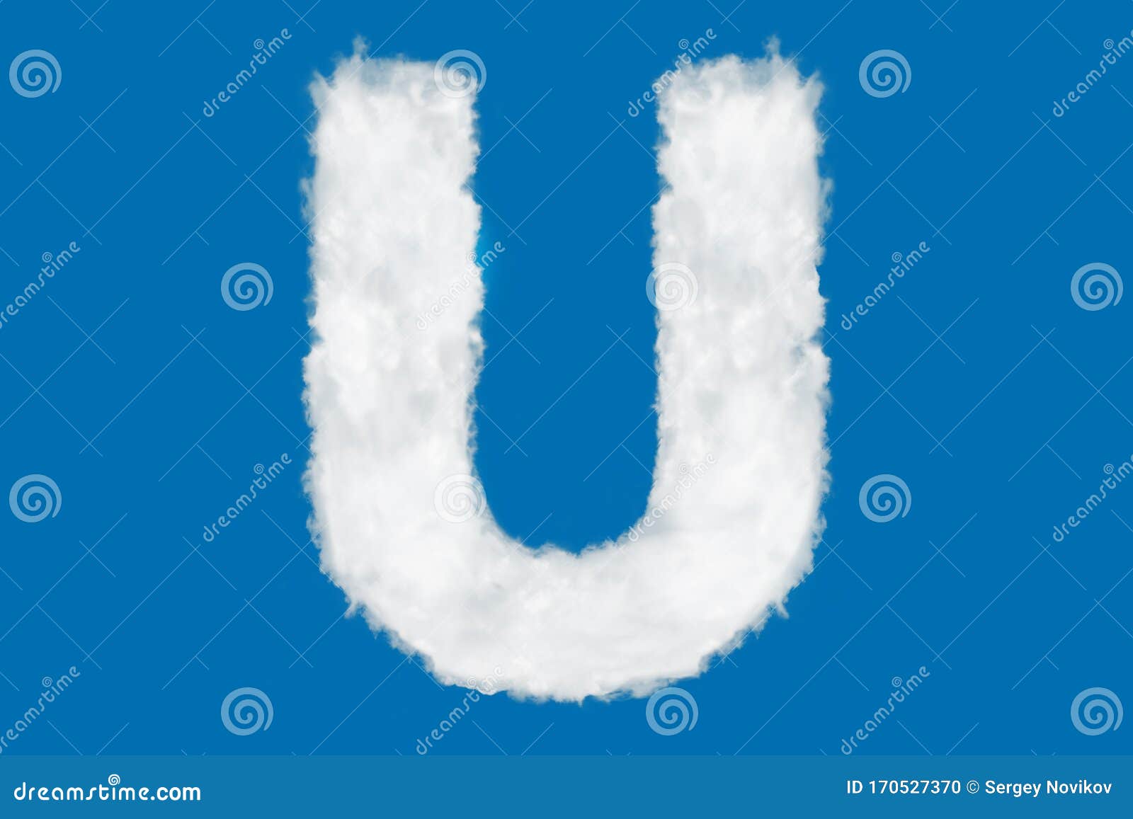 Letter U Font Shape Element Made of Clouds on Blue Stock Photo - Image ...