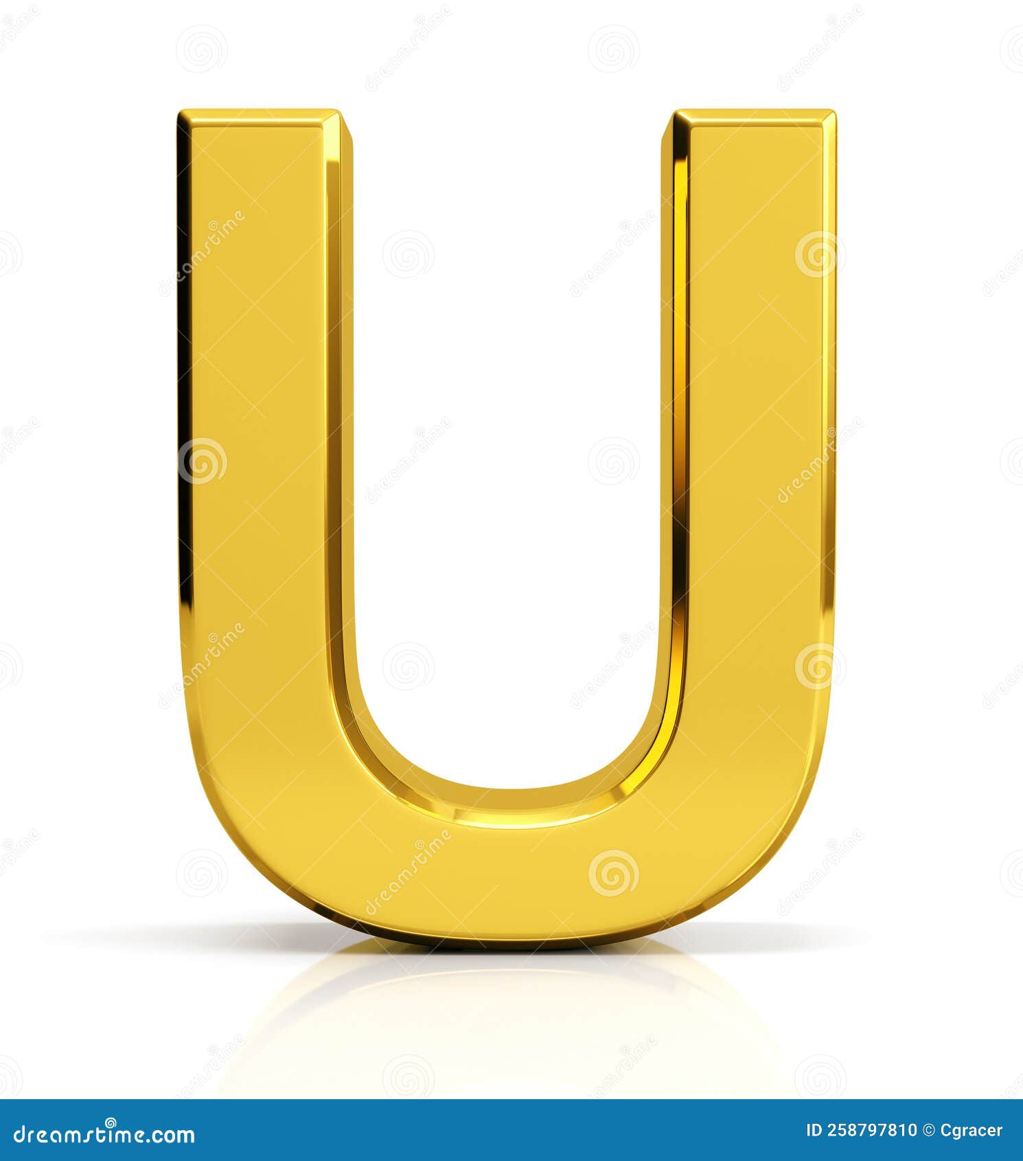 Letter U. Front View. 3d Render Stock Illustration - Illustration of ...