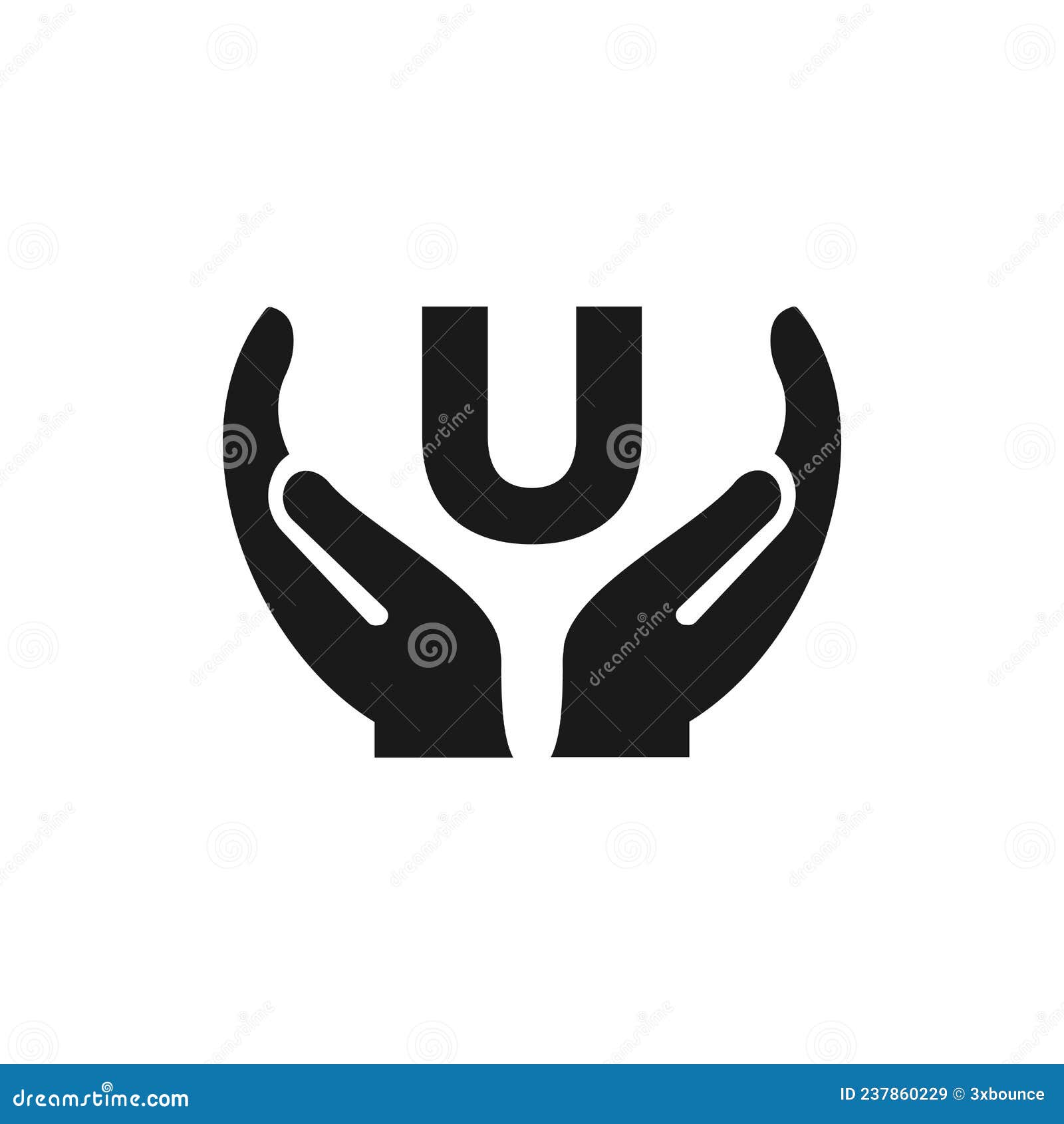 Letter U Giving Hand Logo Design. Hand Logo Design on Letter U Vector ...