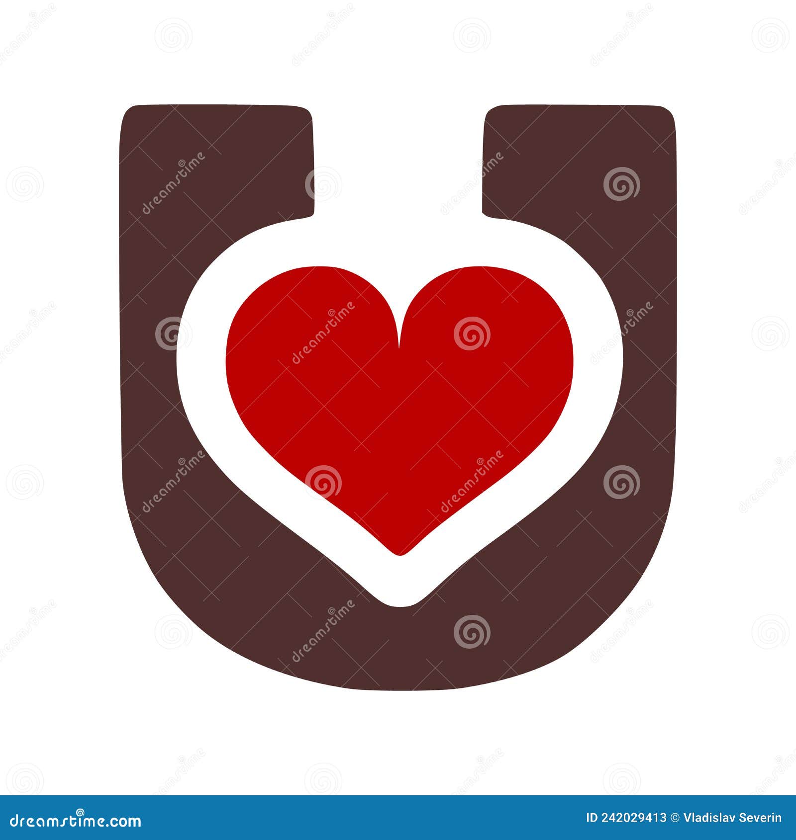 Letter u with heart symbol stock vector. Illustration of character ...