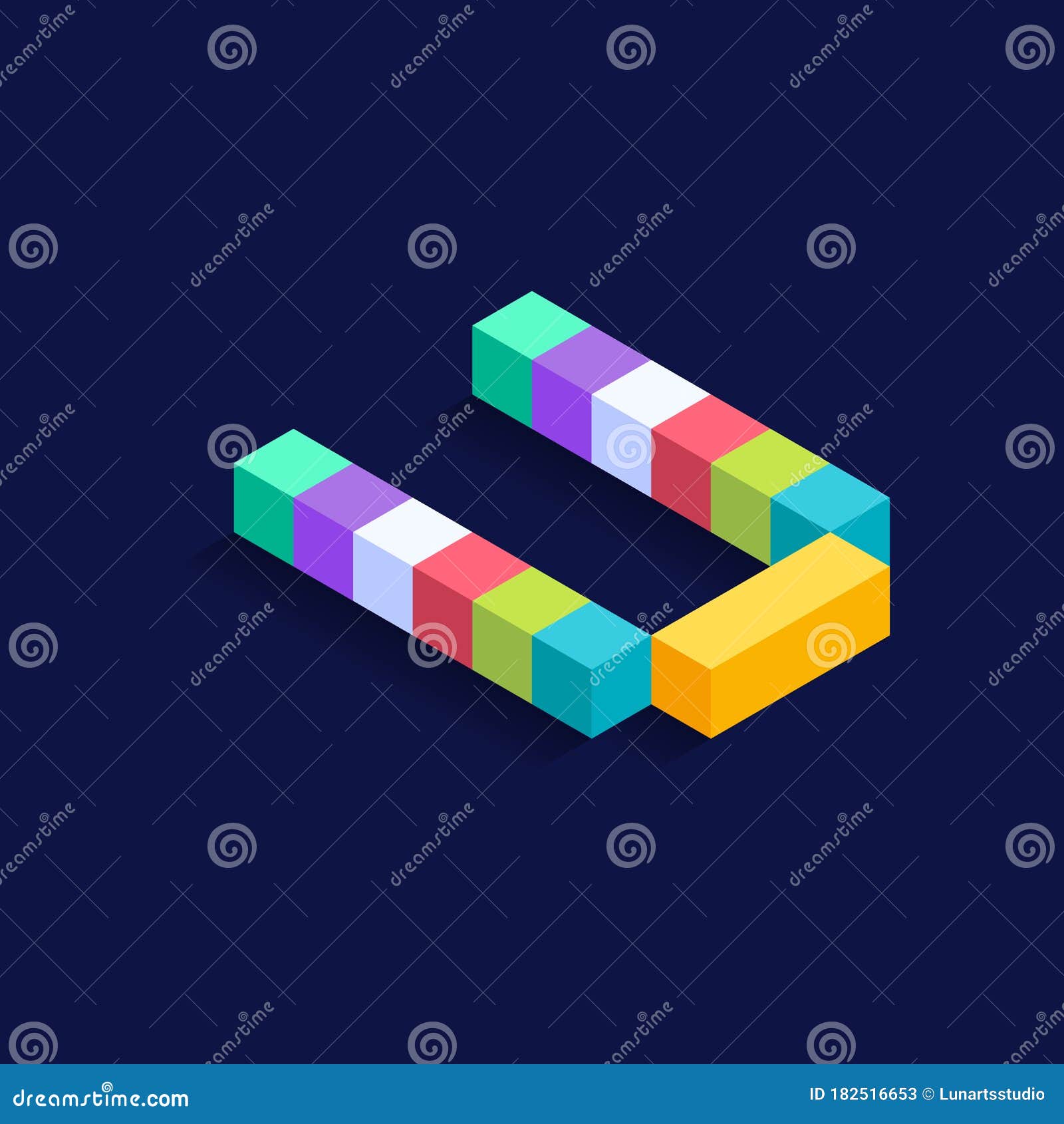 Letter U Isometric Colorful Cubes 3d Design, Three-dimensional Letter ...