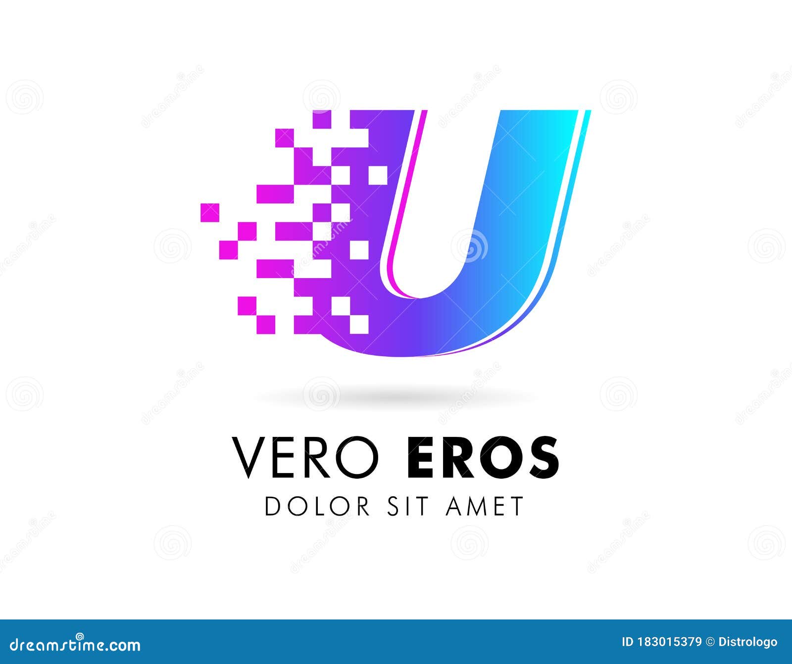 Letter U Logo Design Template. Letter U Logo in Pixel Motion Style with ...