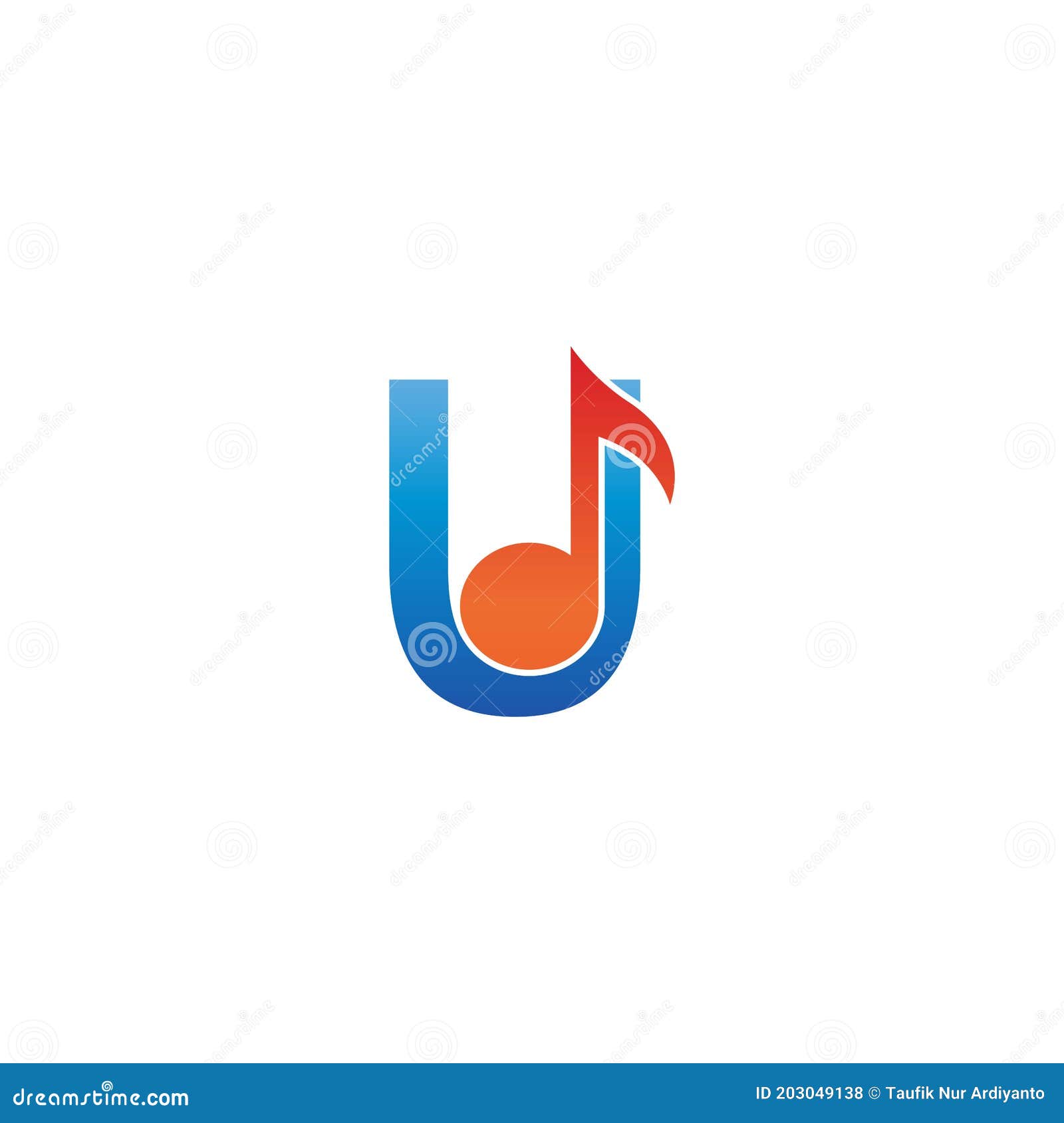 Letter U Logo Icon Combined with Note Musical Design Stock Vector ...