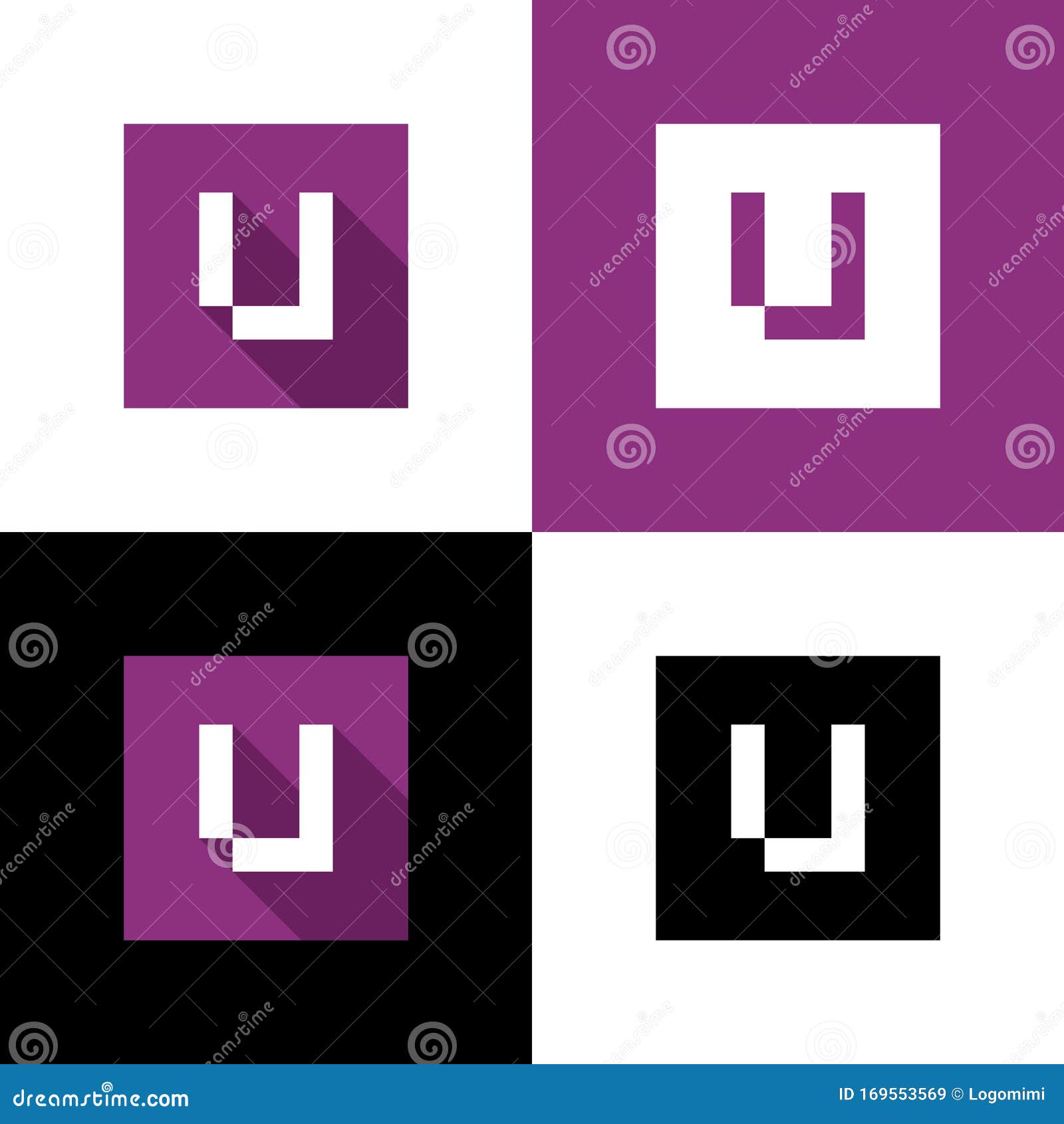 Letter U Logo Icon, Square Shape Design, Vector Illustration Stock ...