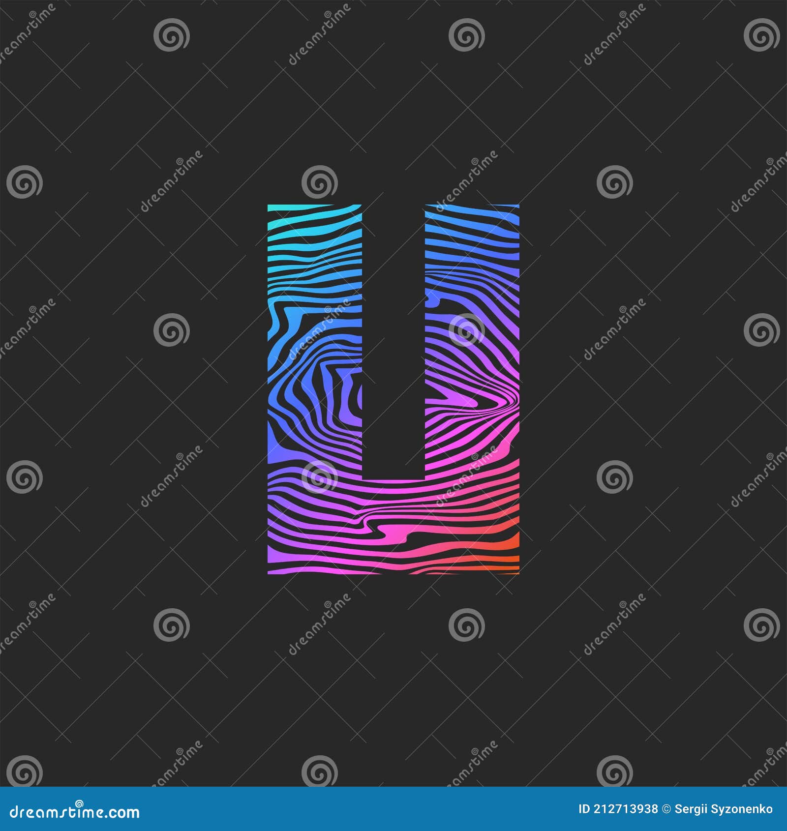 Letter U Logo Initial Monogram Stains Paint Waves Pattern, Bright ...