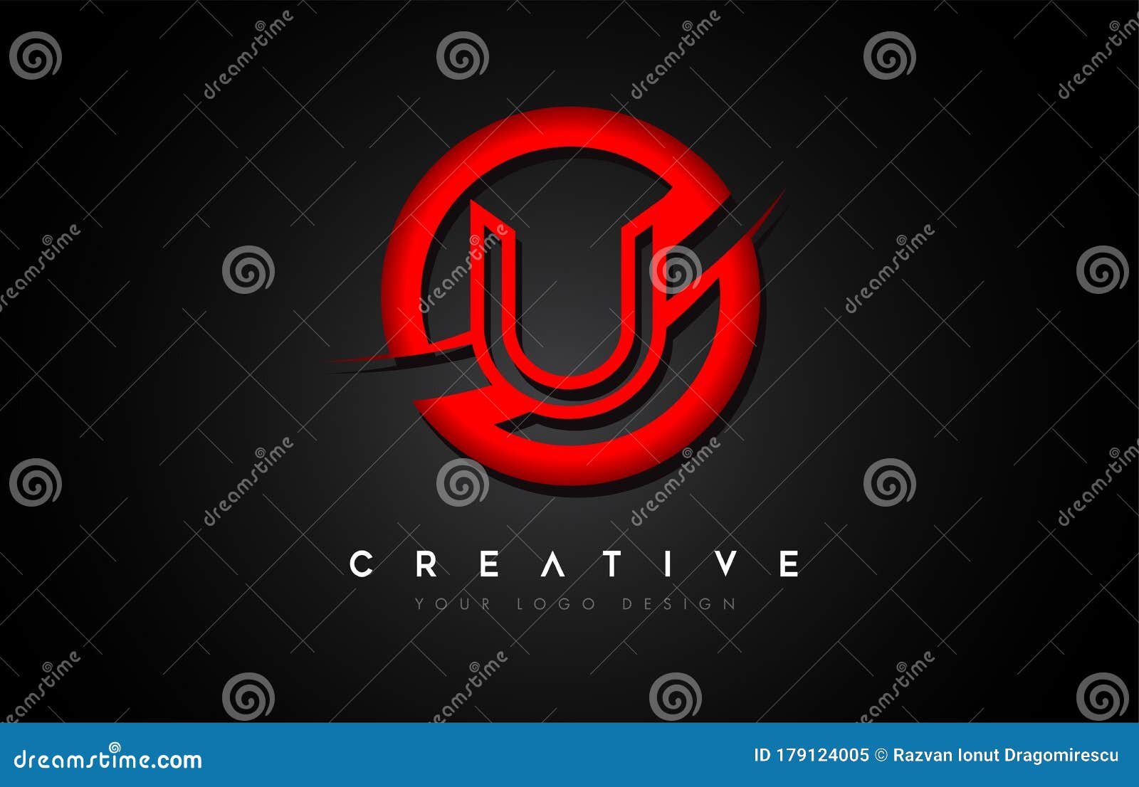 Letter U Logo with a Red Circle Swoosh Design. Creative Uppercase ...
