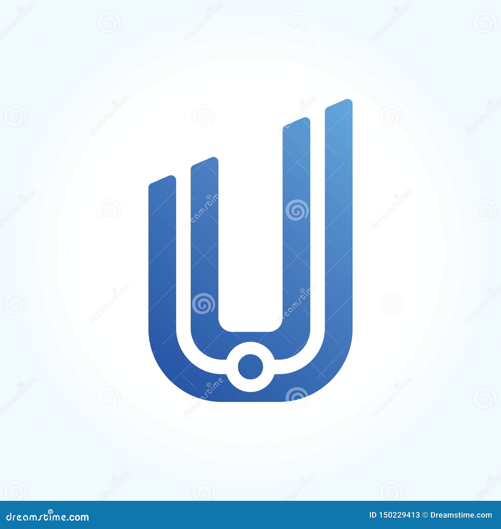 Letter U Logo Sign, Blue Material Design, Vector Stock Vector ...