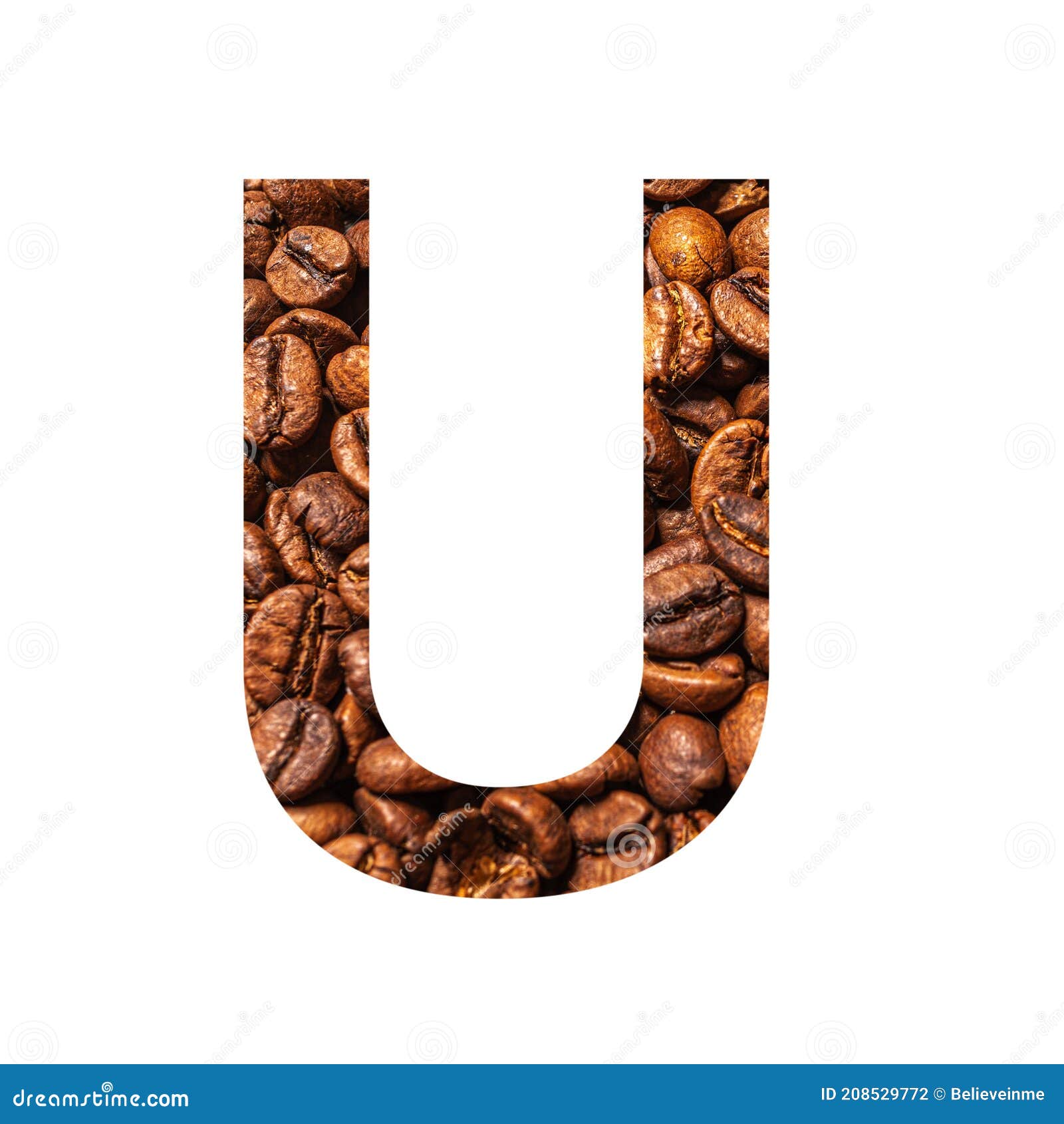 Letter U Made from Coffee Beans Isolated on White Background Stock ...