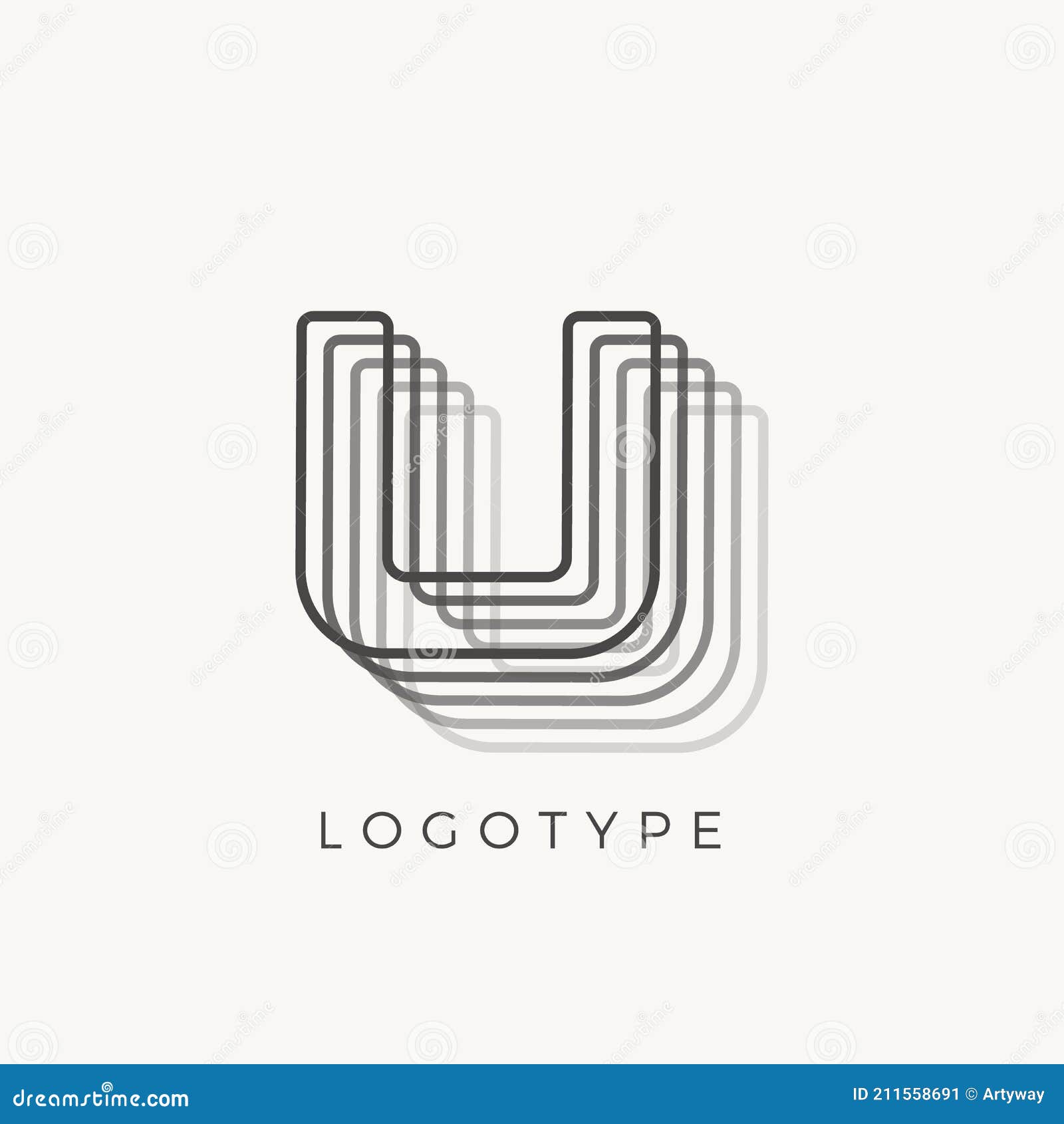 Letter U of Outline Stripes, Blend Effect Letter for Monogram and Logo ...