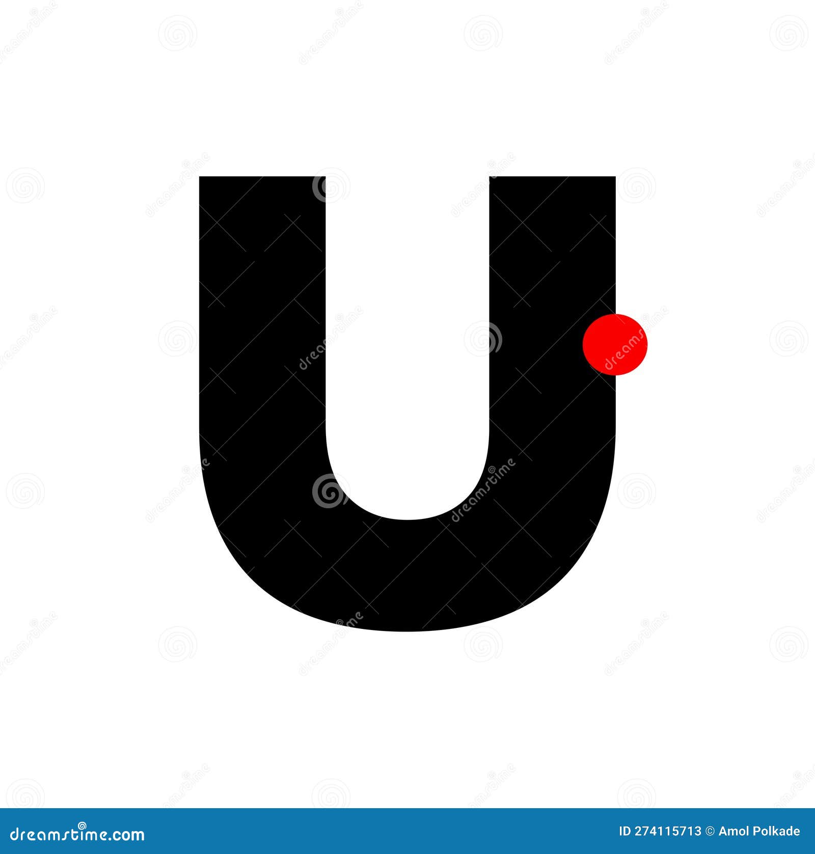 Letter U with a Red Dot. U Company Monogram Stock Vector - Illustration ...