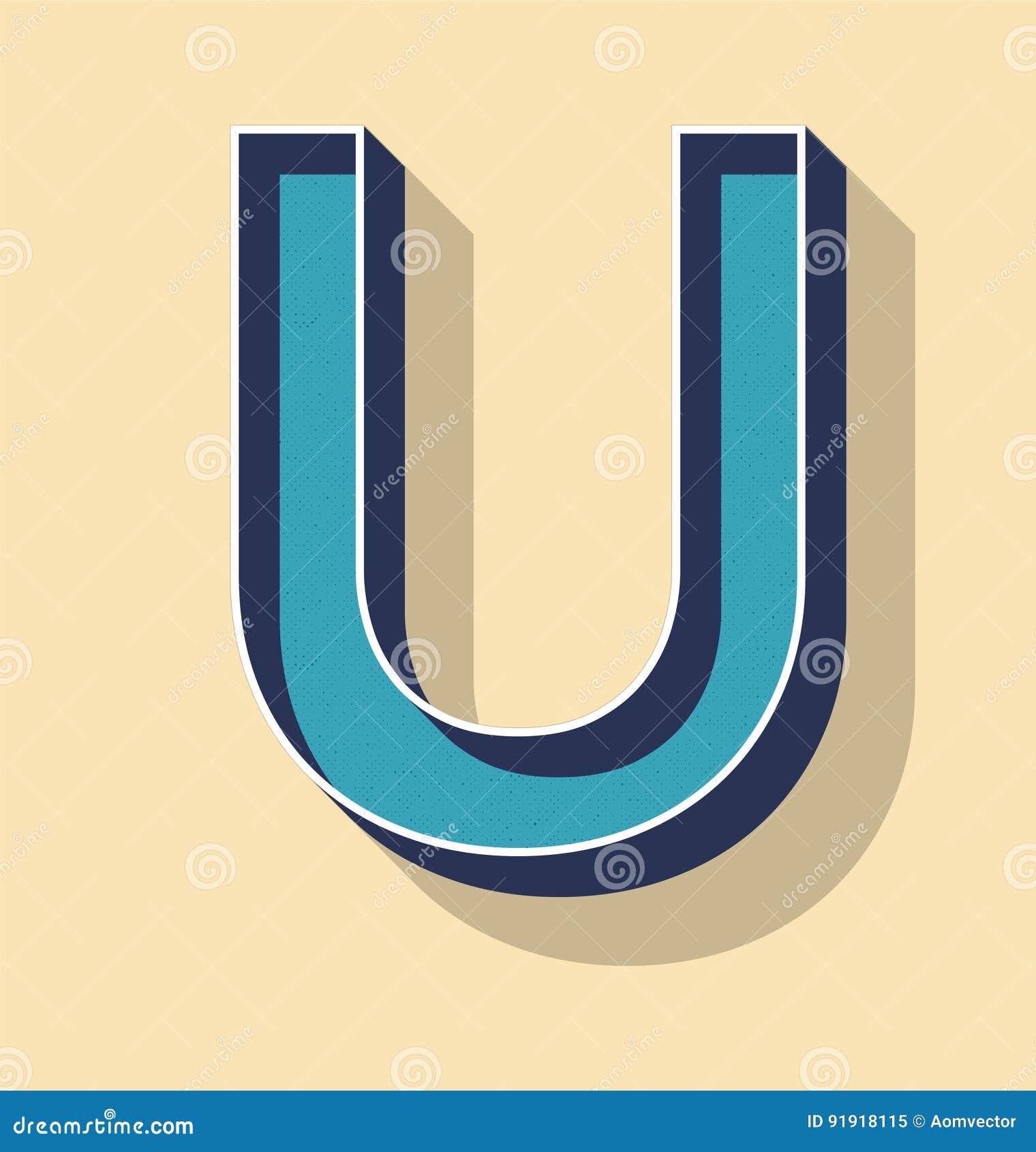 Letter U Retro Vector Text Style, Fonts Concept Stock Vector ...