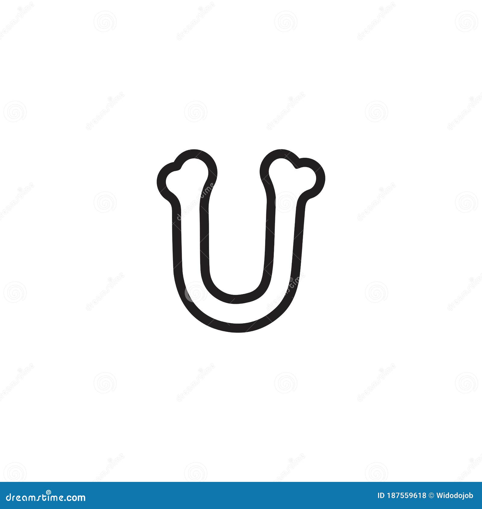 Letter U Shaped Bone Icon Vector Stock Vector - Illustration of human ...