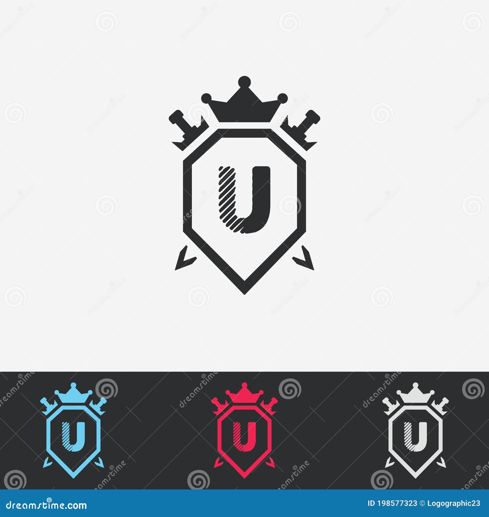 Letter U Shield, Sword, Crown -abstract Logo - Vector Design Stock ...