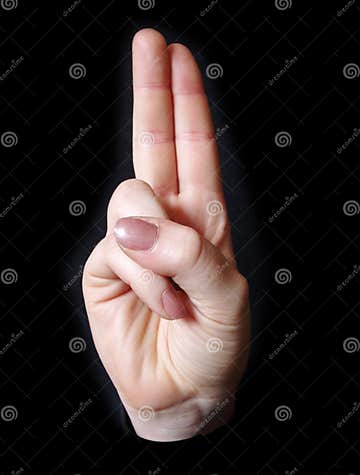 Letter u in sign language stock image. Image of person - 587183