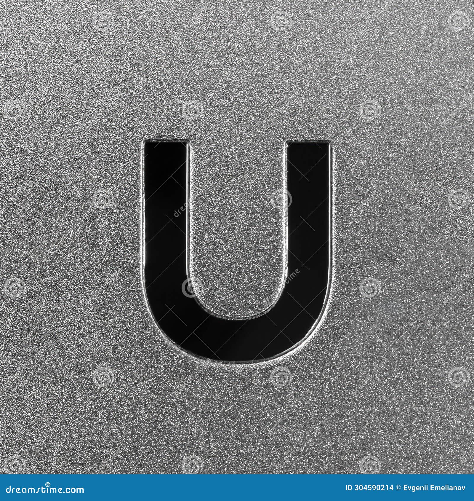 Letter U on a Silver Grained Shiny Metal Surface. English Alphabet ...