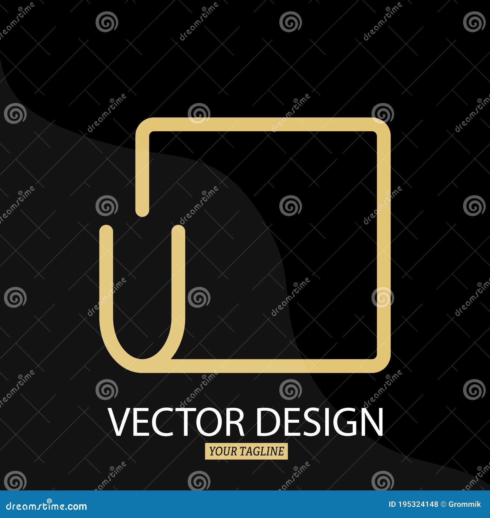 Letter U with a Square Frame. Vector Template for Logo, Label or ...