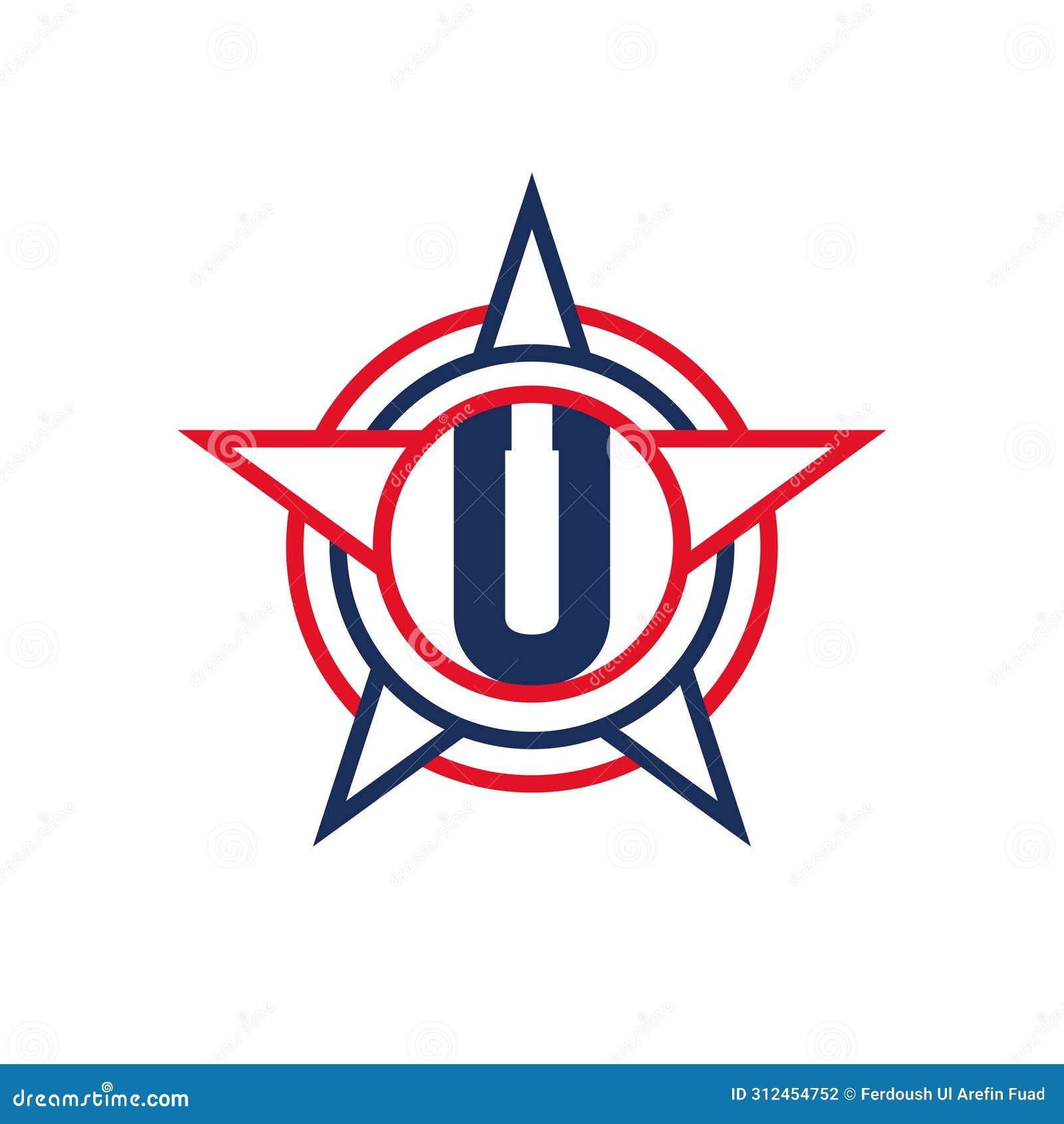Letter U Star Logo Design. Patriotic U Logo Concept Inside Star Stock ...