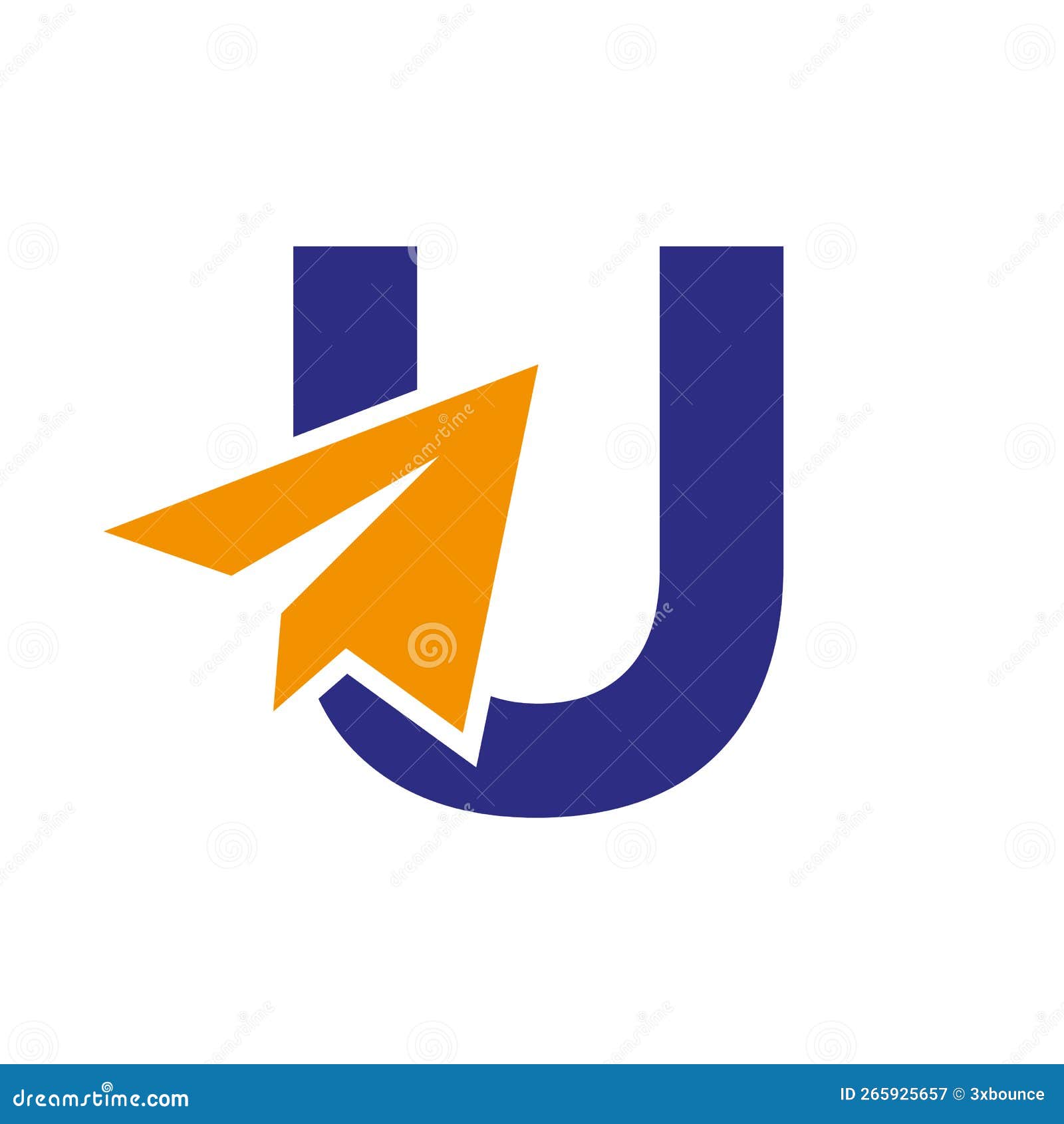 Letter U Travel Logo Concept with Paper Plane Icon Vector Template ...