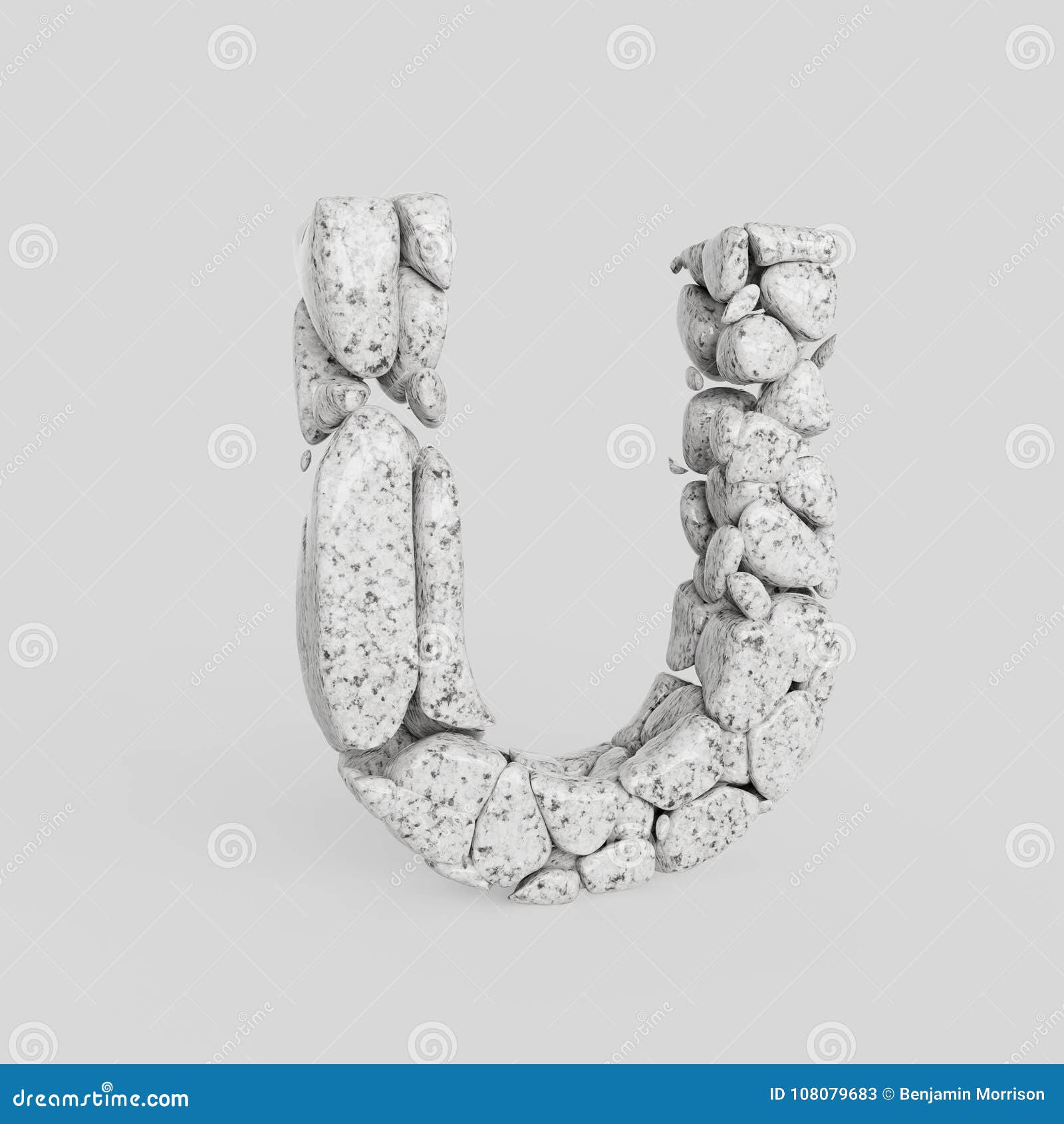 Upper Case Letter U Made of Smooth Stones on a White Background Stock ...
